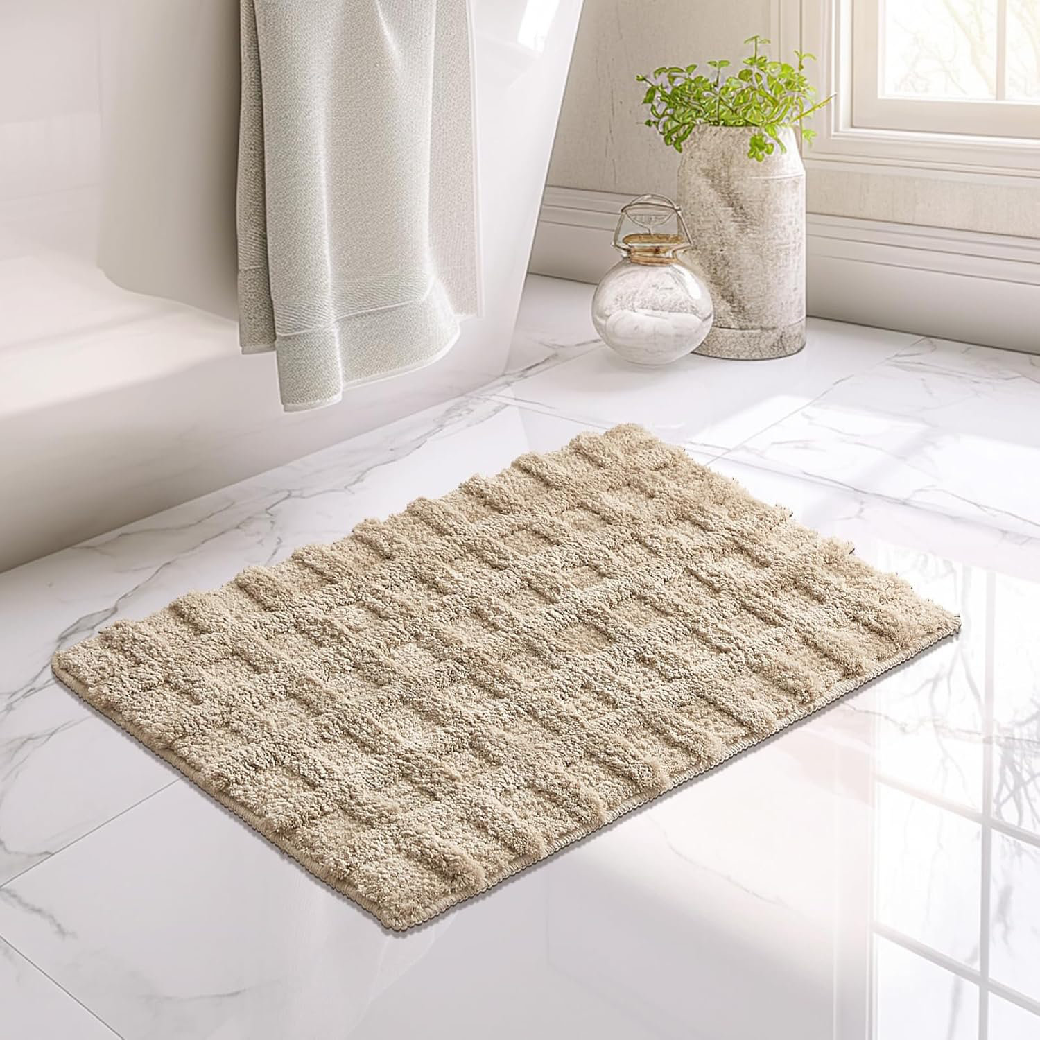 Latitude Run® Bath Mat Beige 24''X 16''Non Slip Small Bathroom Rugs ...
