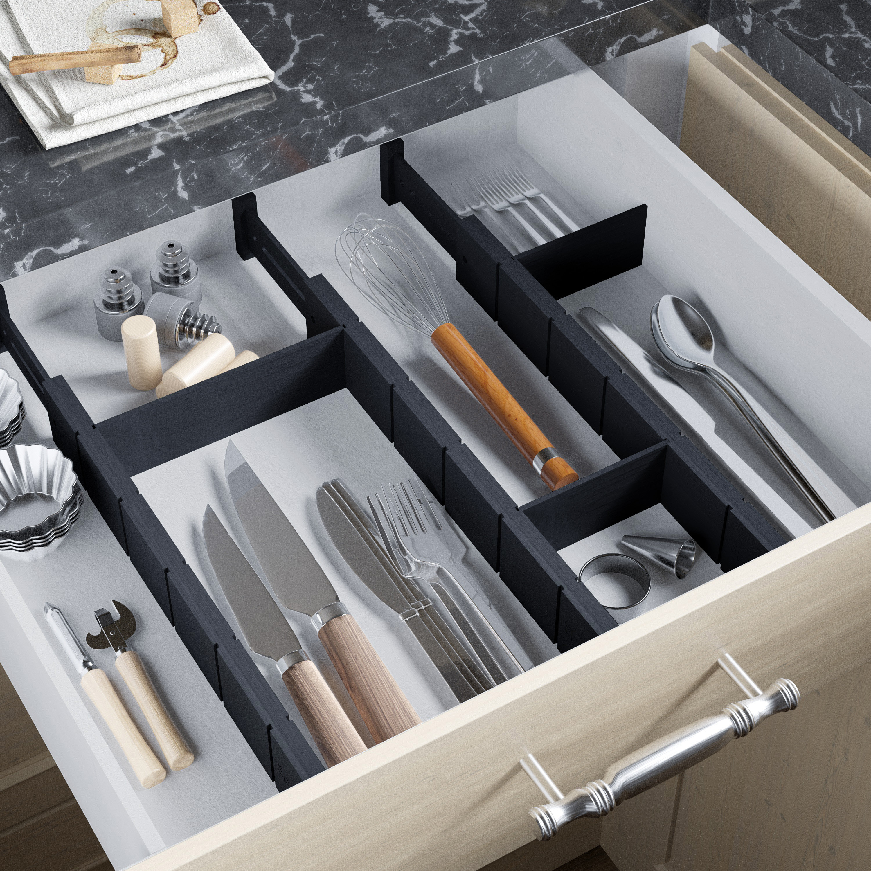 SpaceAid Bamboo Drawer Dividers with Inserts and Labels, Adjustable ...