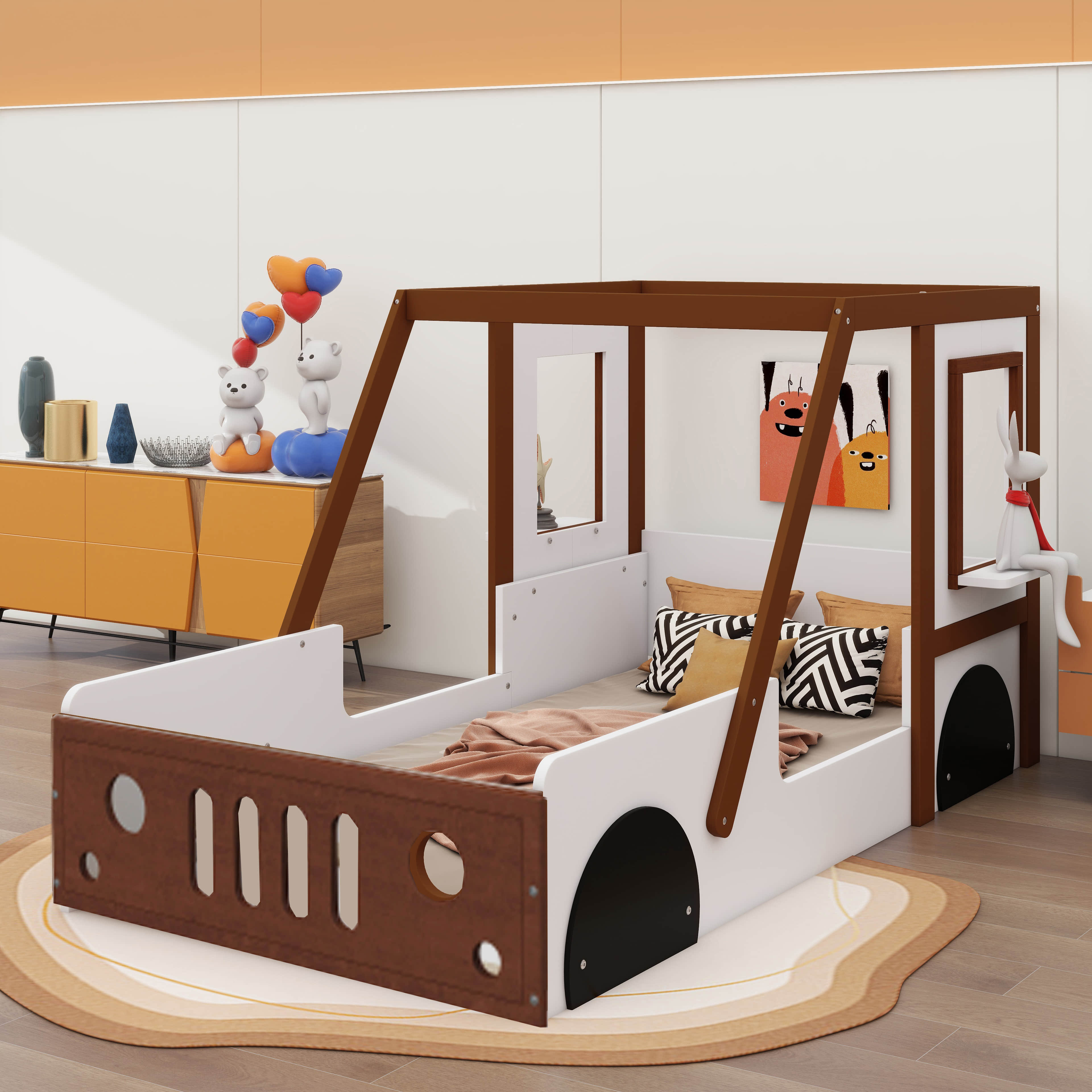 Zoomie Kids A Fun And Playful Twin-Size Car Bed Design, A Platform Bed ...