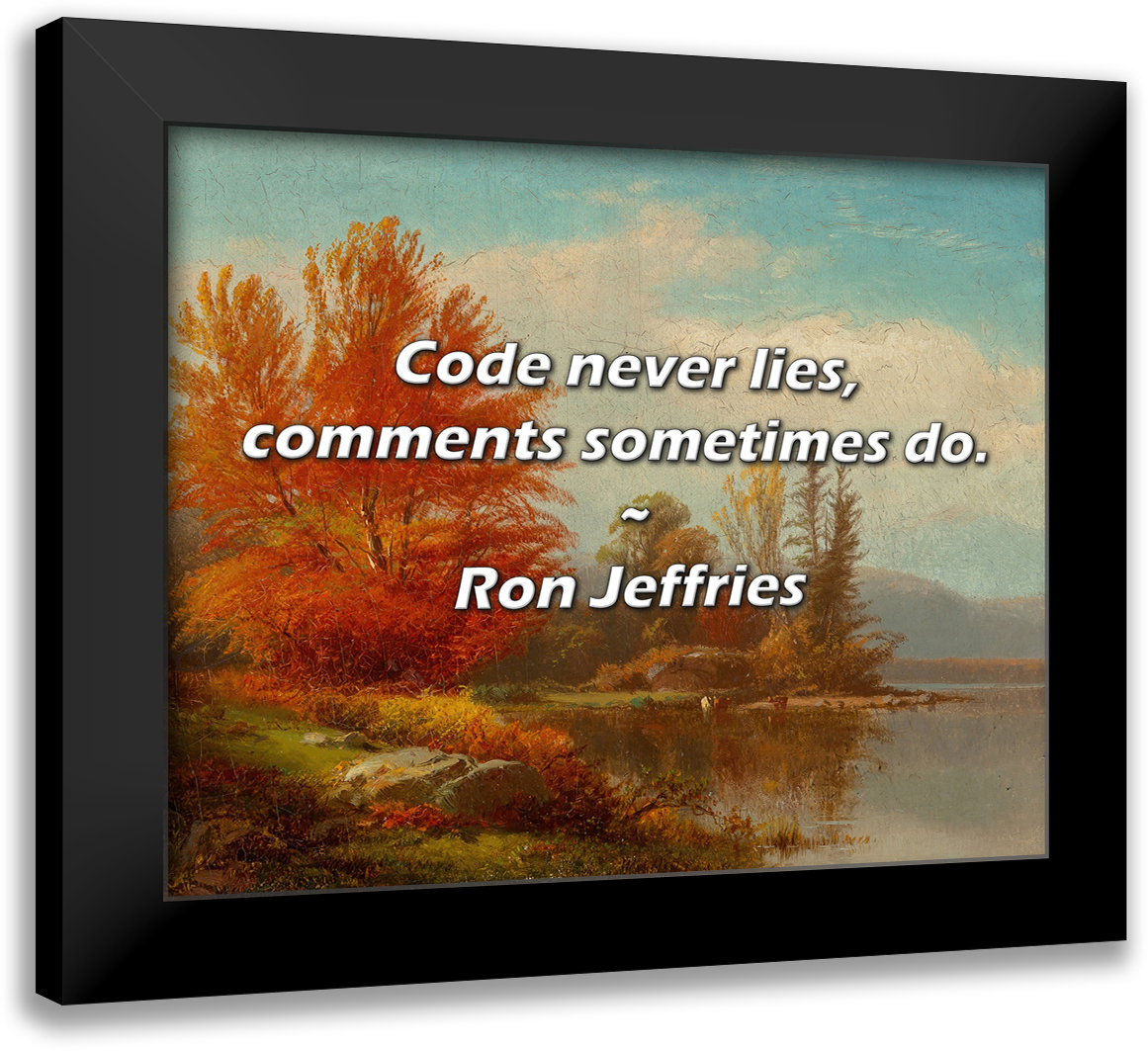Latitude Run® Ron Jeffries Quote: Code never lies, comments sometimes do. | Wayfair
