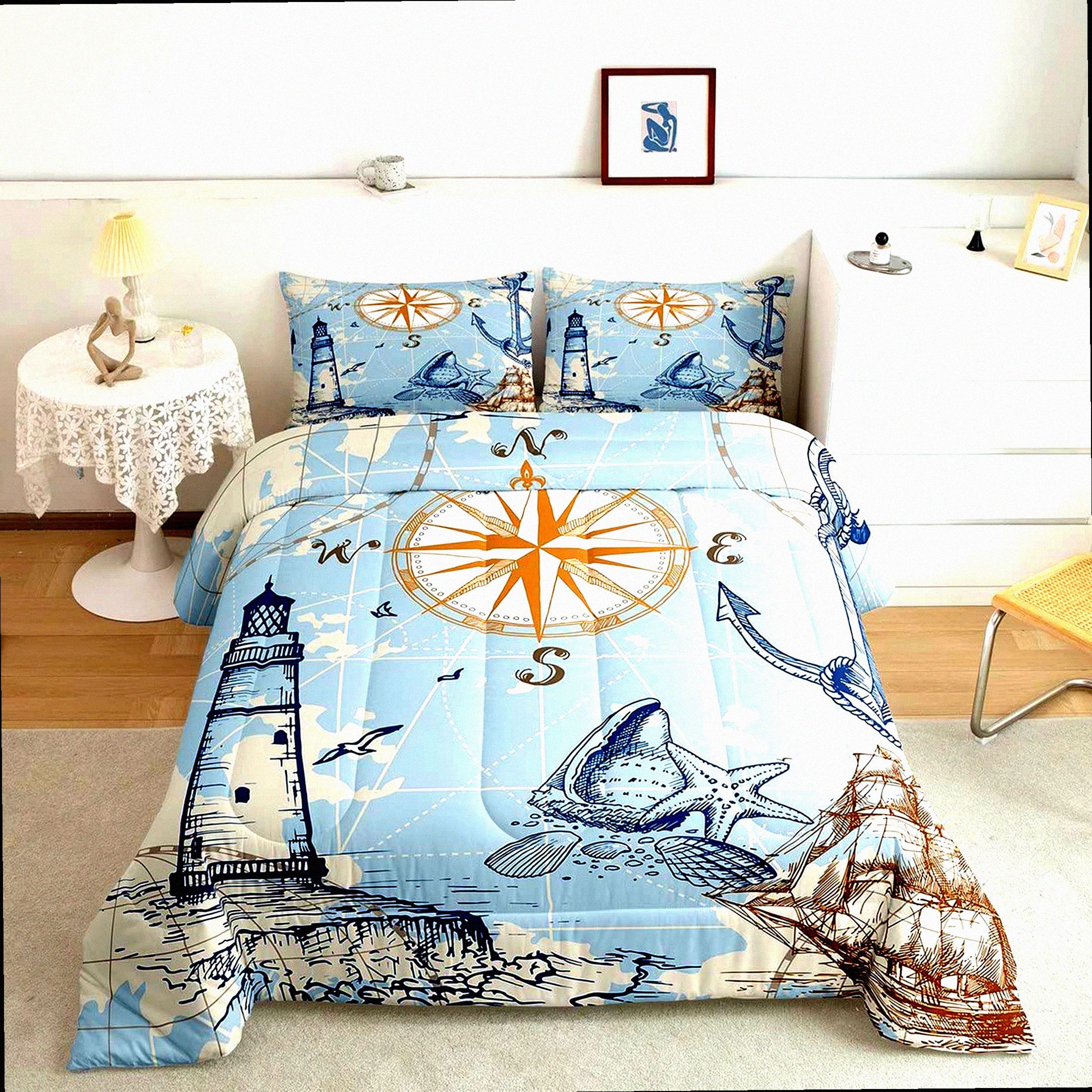 East Urban Home Nautical Dreams Comforter Set - Vintage Sail Boat ...