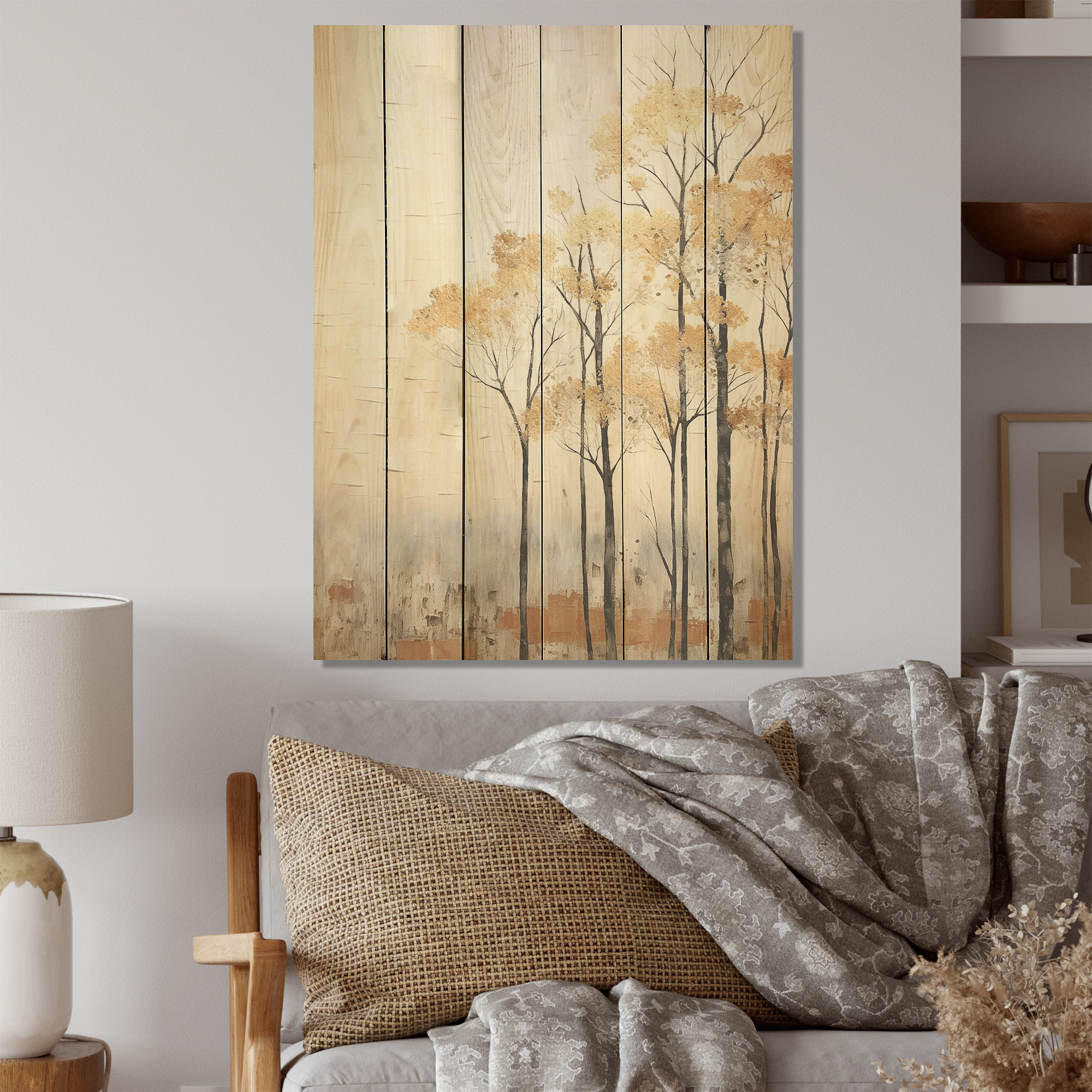 Ophelia & Co. Harmonous Beige Tree Art - Trees Wood Panel Wall Art On ...