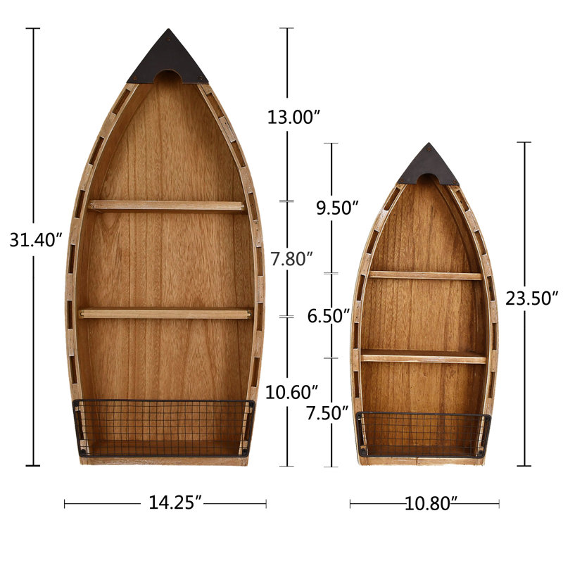 Attraction Design Home 2 Piece Rustic Nautical Standing Boat Shelf Wall ...