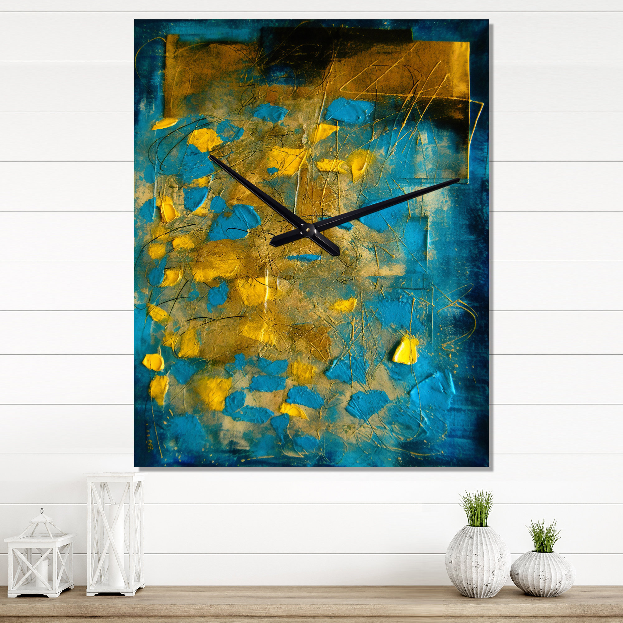 Design Art Lyrical Abstraction In Blue And Yellow I - Abstract Collages ...