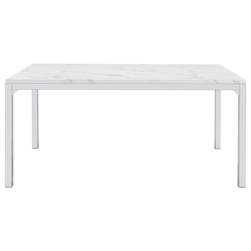 Wrought Studio™ Jabel Rectangle Dining Table With Marble Top Chrome ...