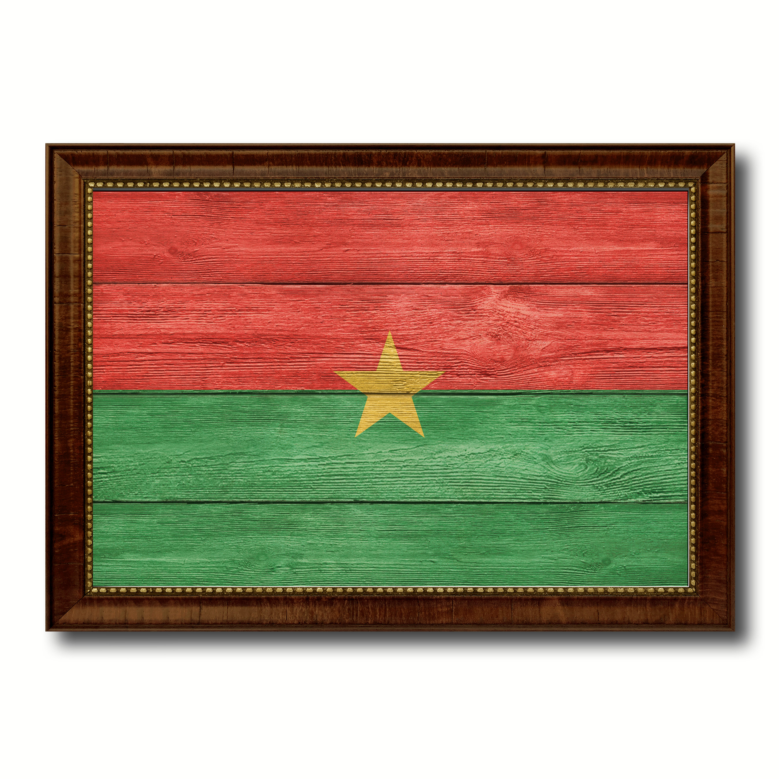 Trinx Burkina Faso Country Textured Flag Print With Brown Gold Frame ...