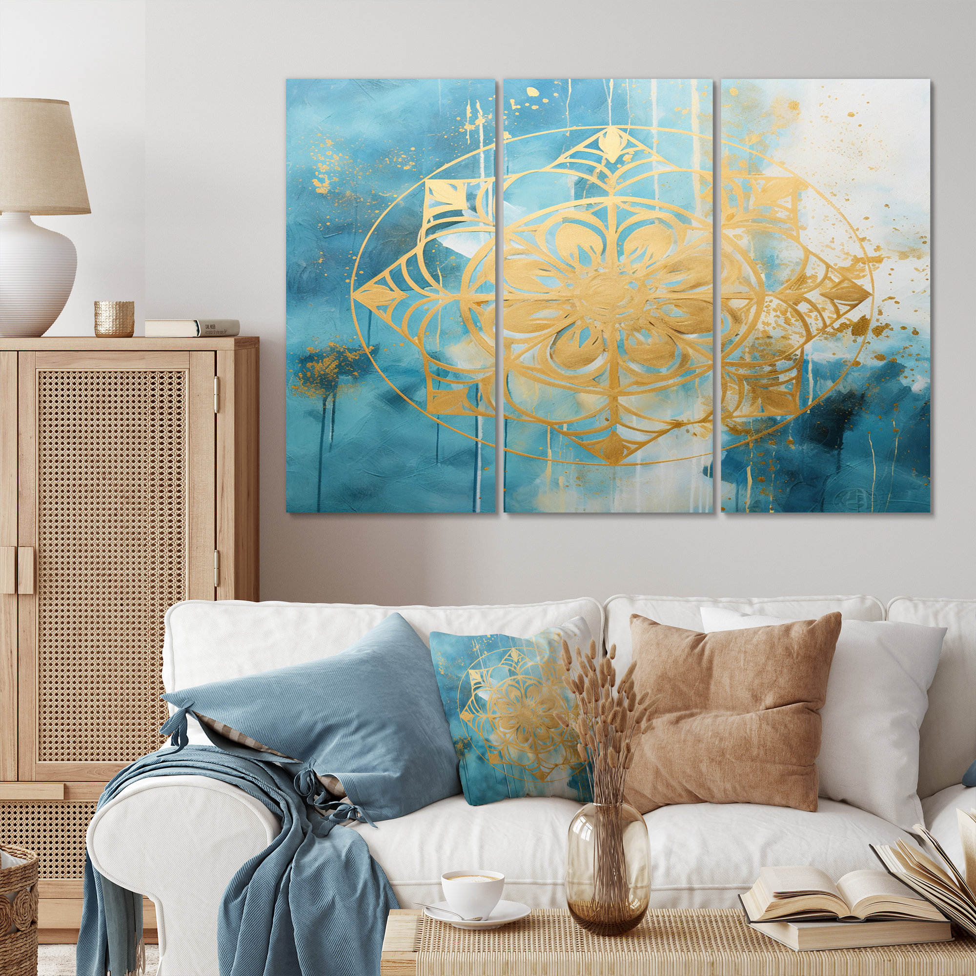 Ivy Bronx Divine Mandala Delicate Gold Gentle Turquoise VII - Boho ...