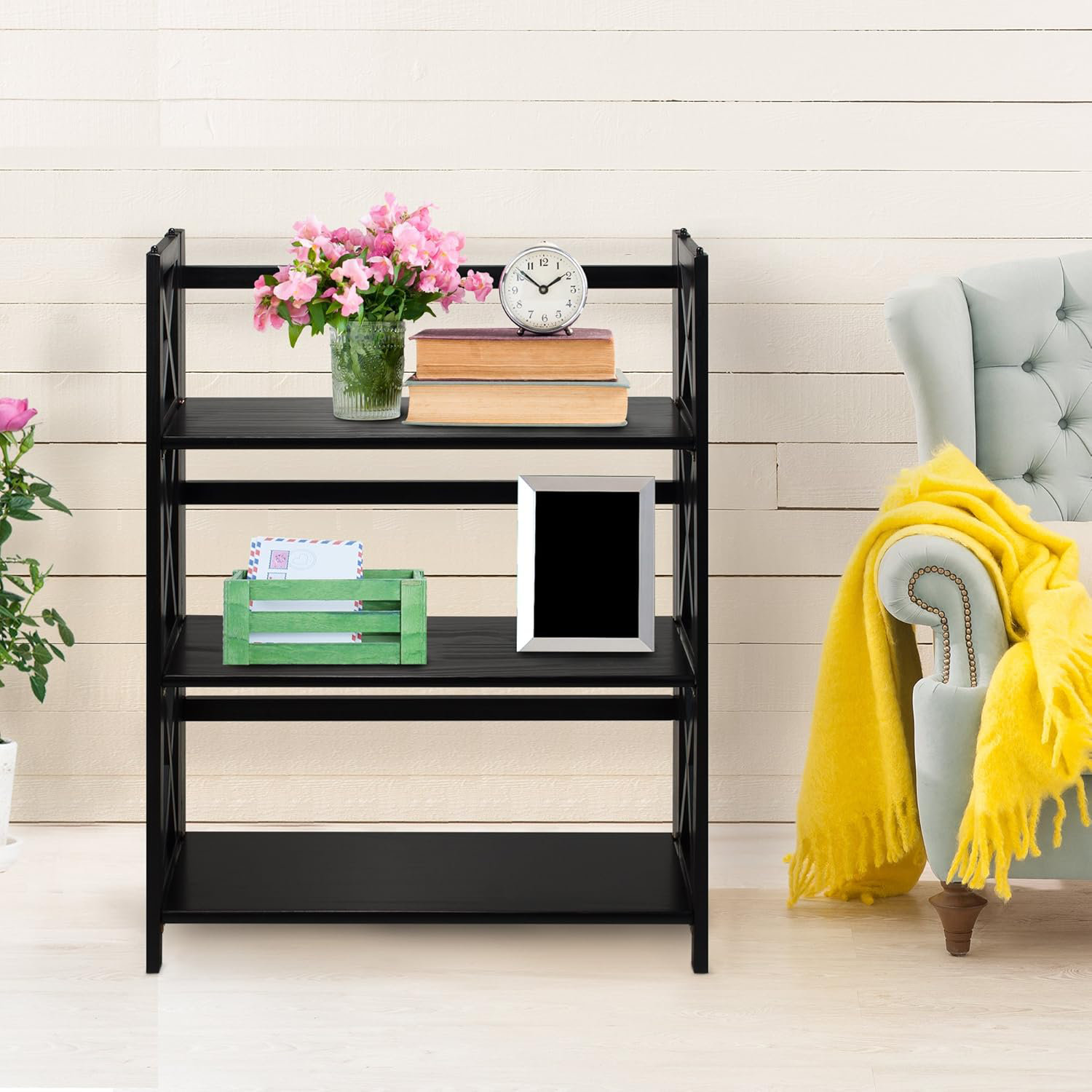 Gracie Oaks 3-Shelf Folding Bookcase & Reviews | Wayfair