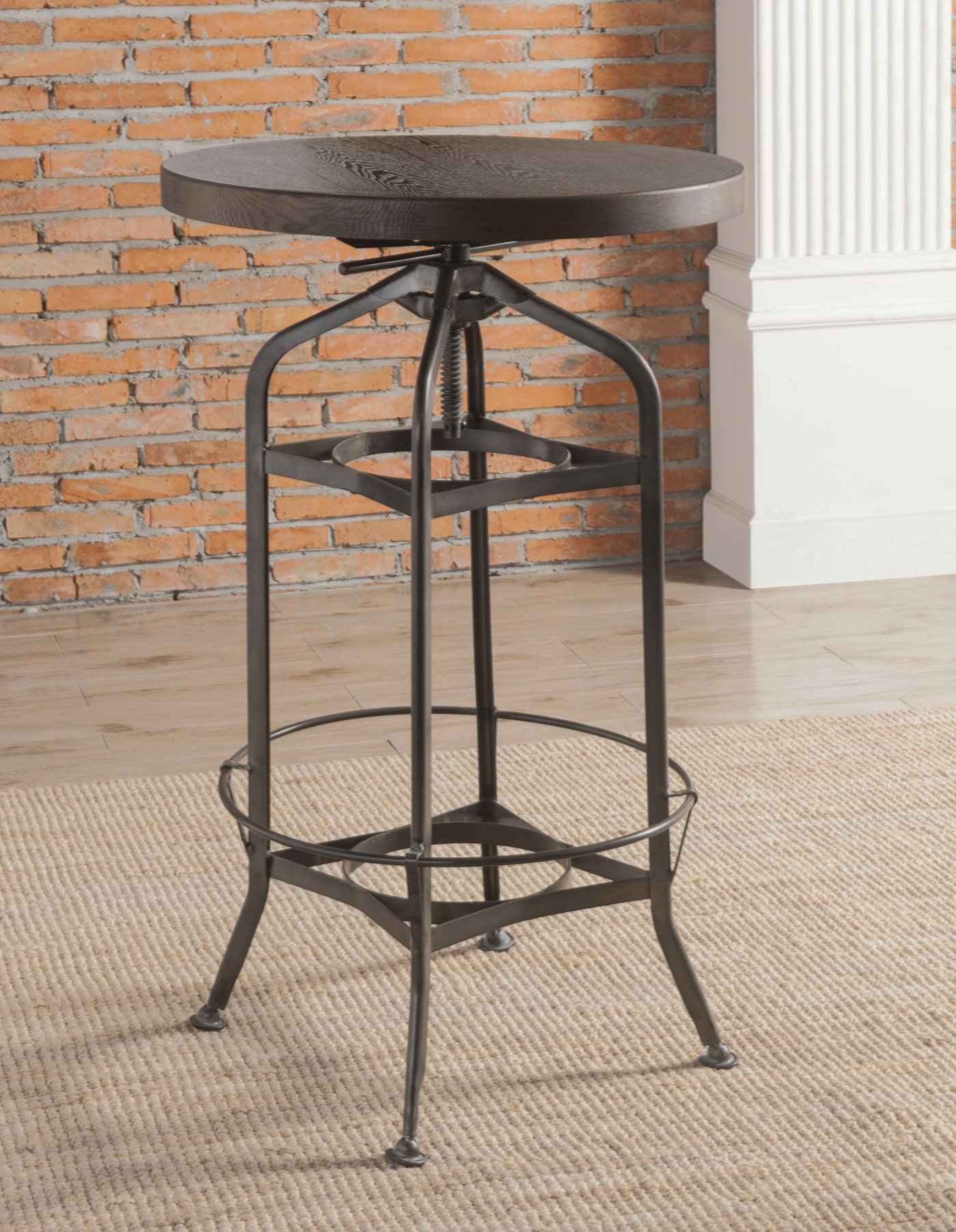 17 Stories Berner & Gunmetal Finish Adjustable Height Bar Table | Wayfair