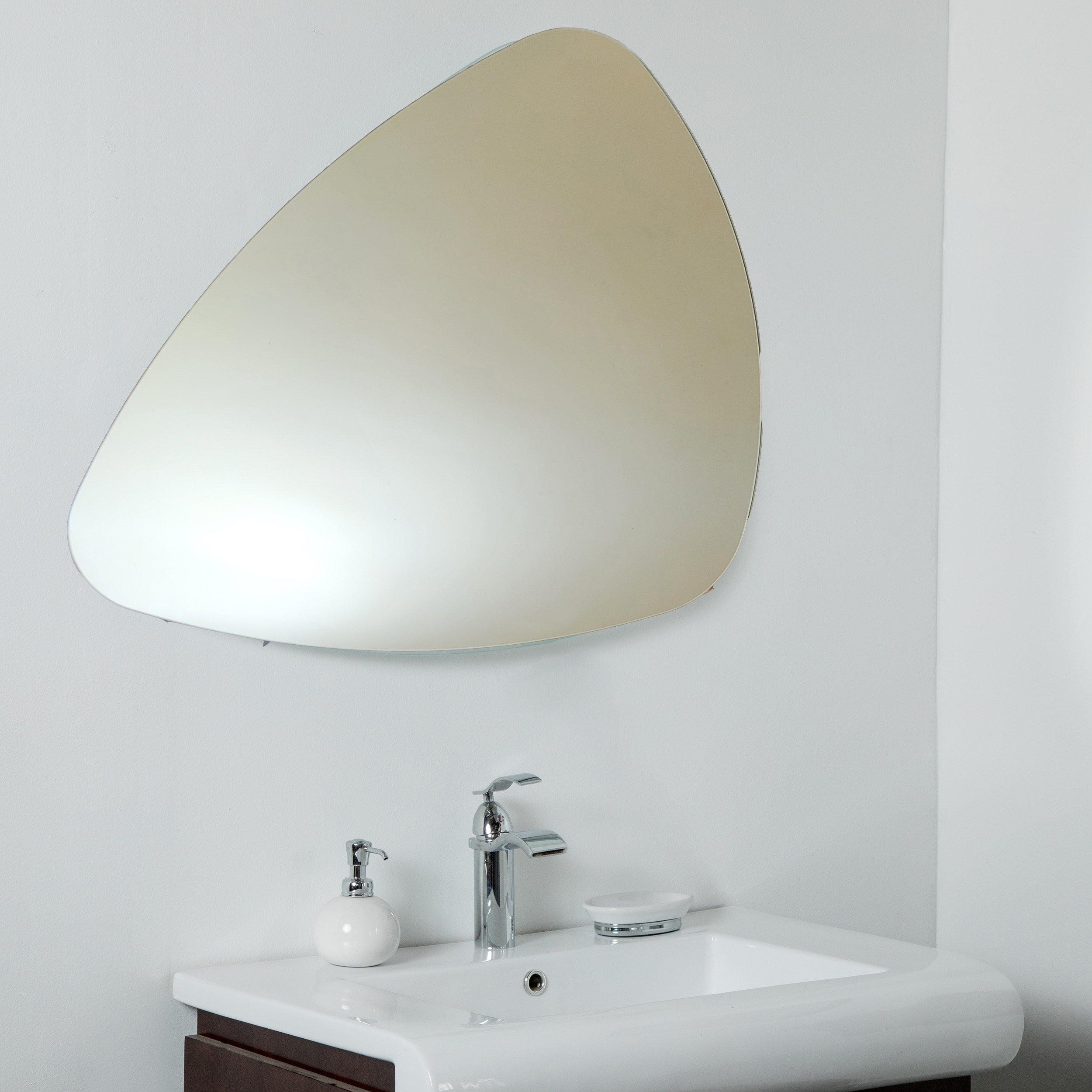Hokku Designs Gundolf Triangle Frameless Bathroom Vanity Mirror ...