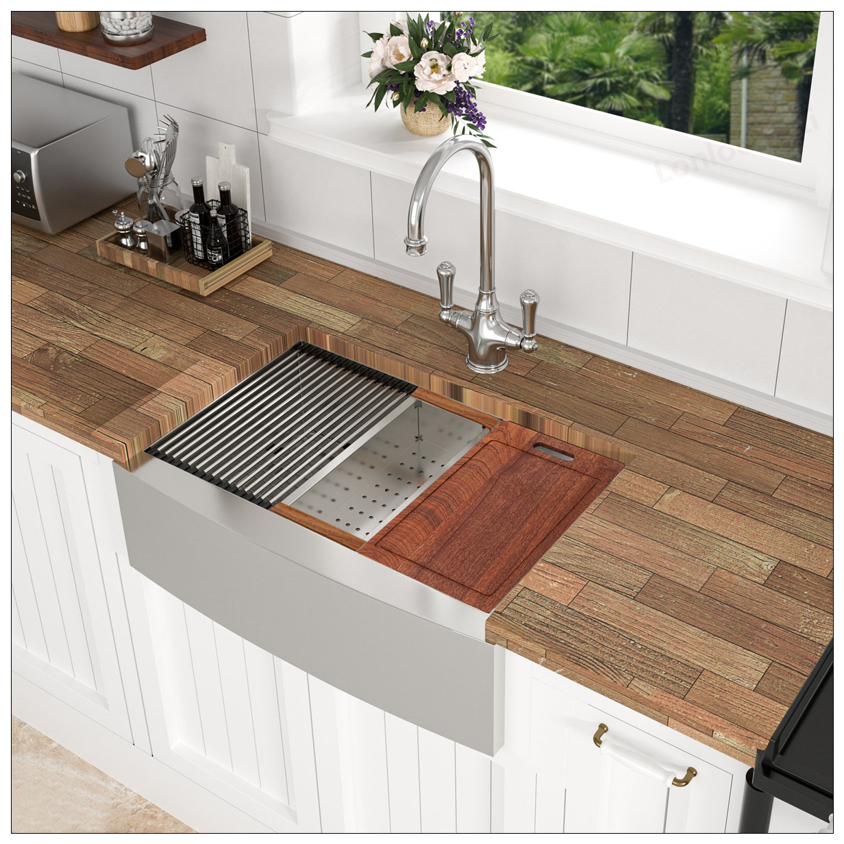 lonloo pati 33 Inch Farmhouse Sink Workstation with Apron Front ...