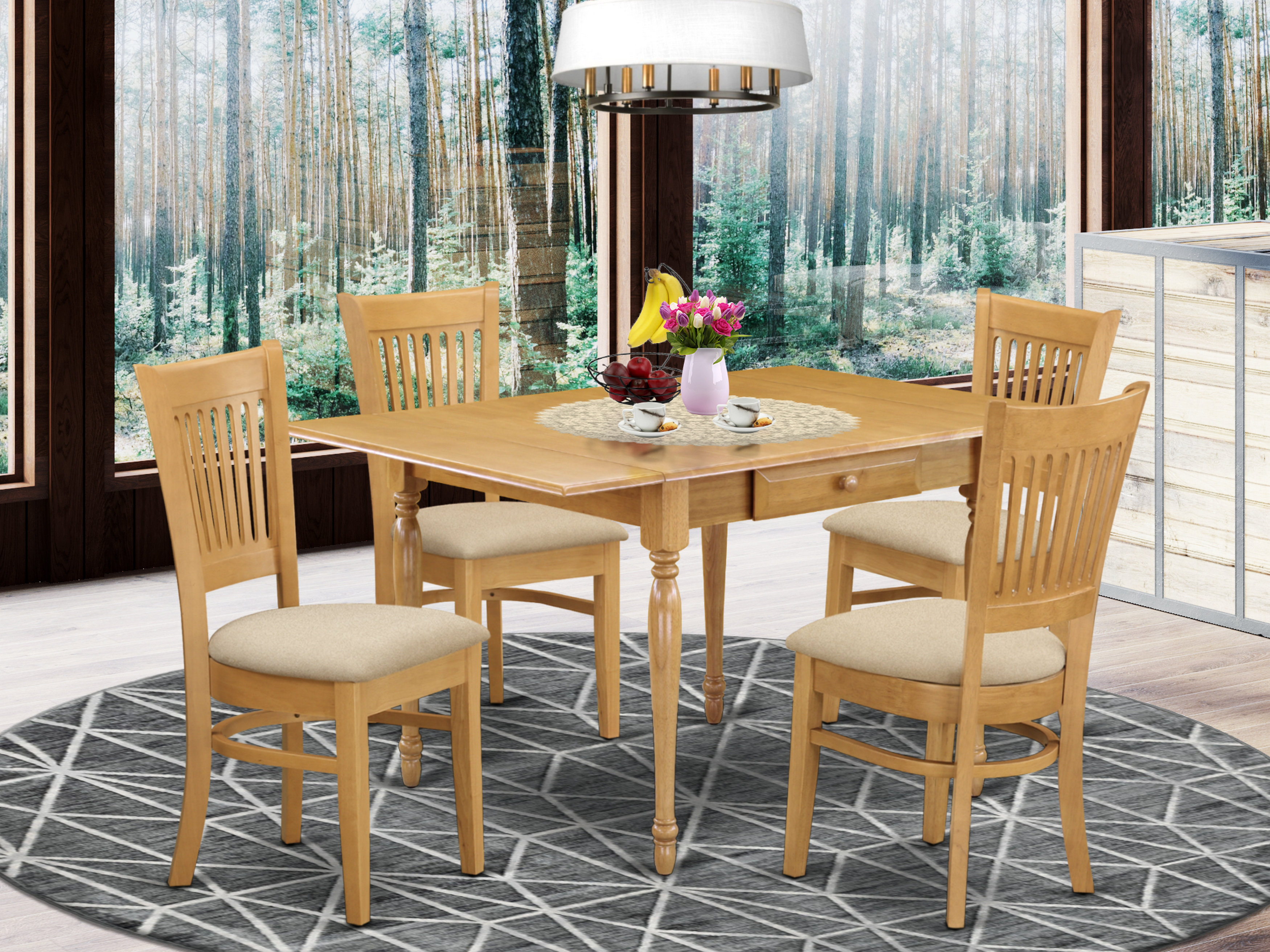 Charlton Home® Anay Drop Leaf Rubberwood Solid Wood Dining Set | Wayfair