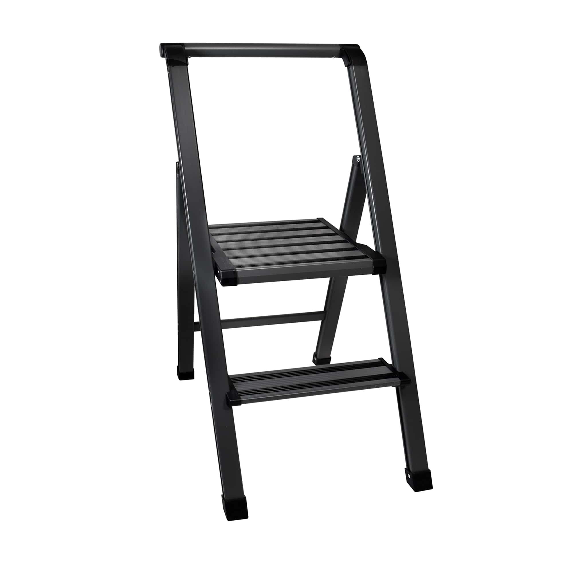 Sorfey Premium 2 Step Gray Modern Aluminum Ladder. Lightweight,-Ultra ...