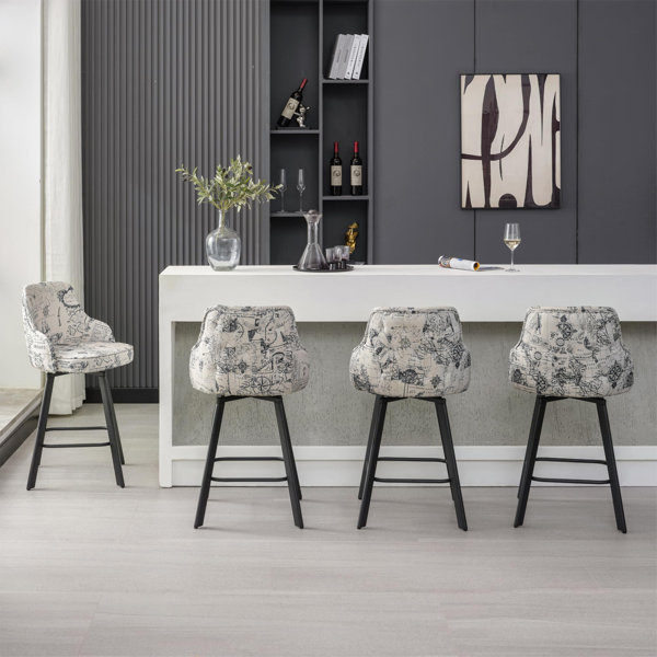 George Oliver Bar Stools Set of 2/3/4, 26/30" Swivel High Back Bar ...