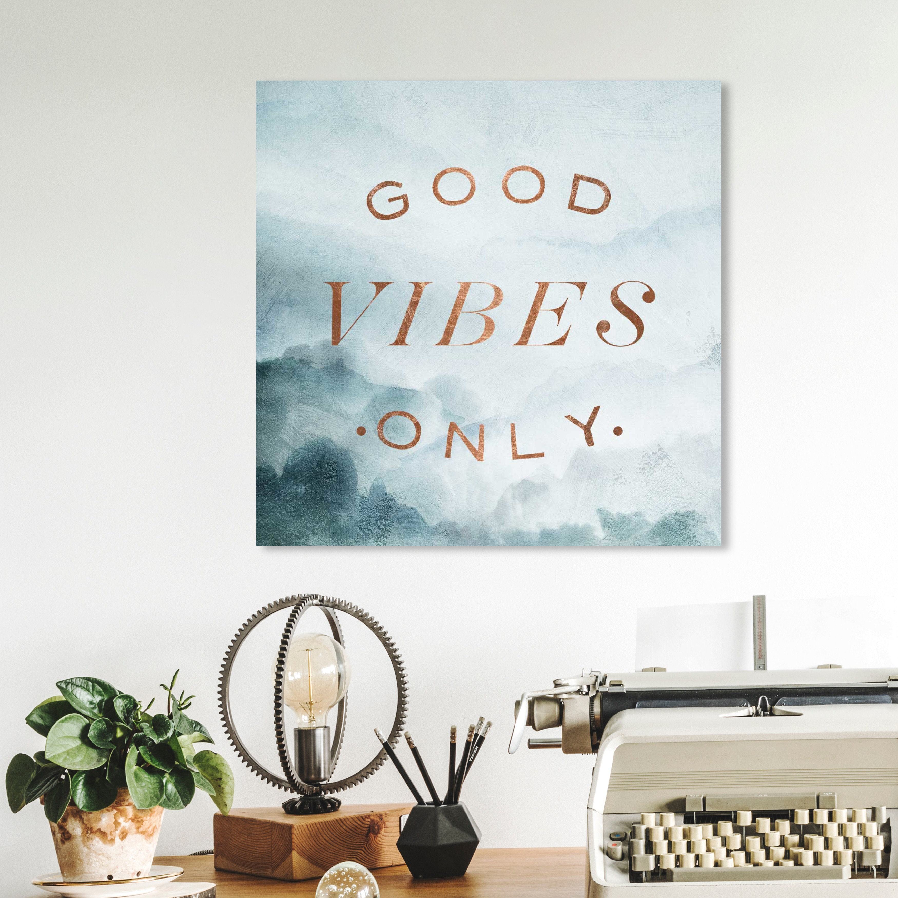 Oliver Gal Good Vibes Only Copper, Good Vibes Inspiration Modern Bronze ...