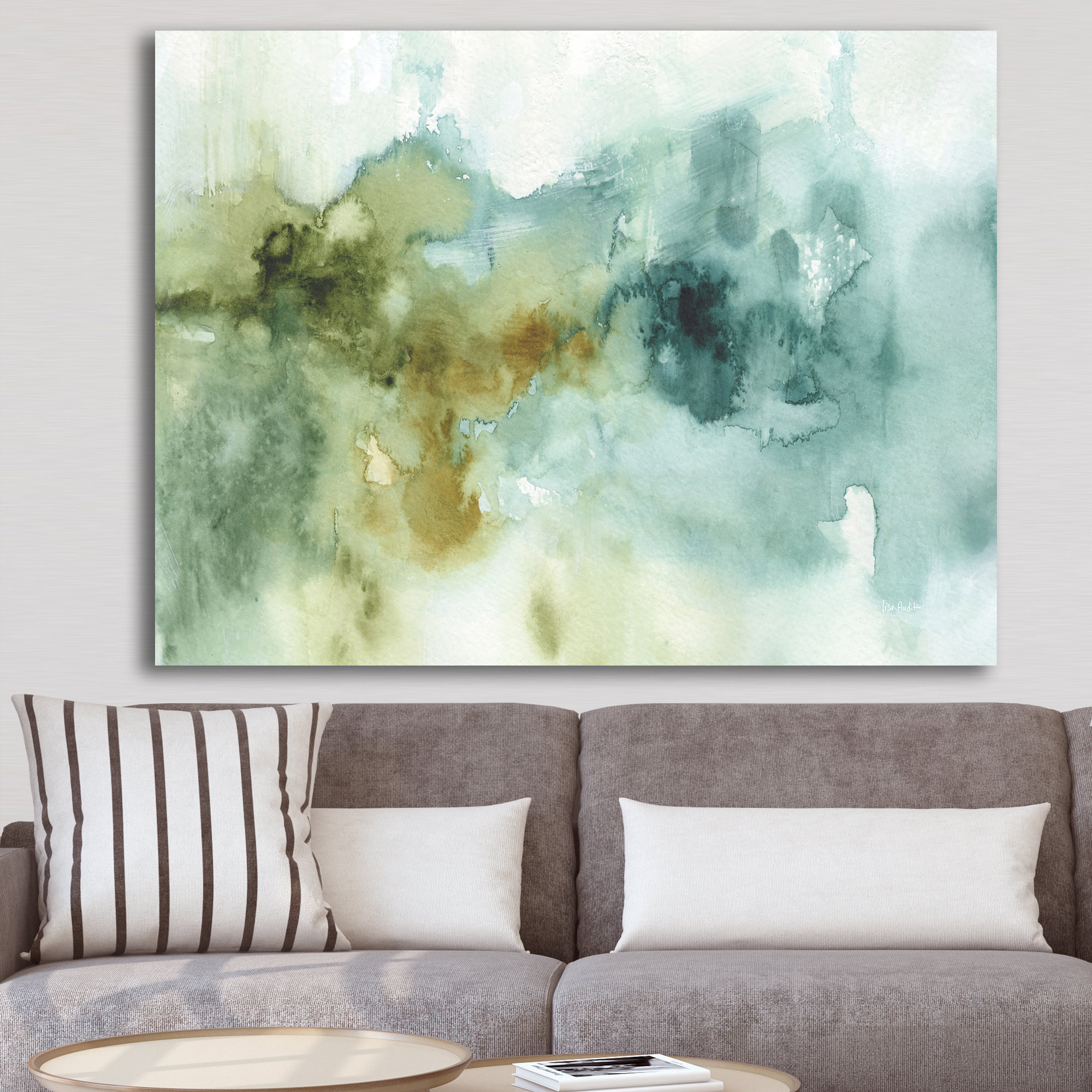 East Urban Home Abstract Watercolor Green House - Wrapped Canvas ...