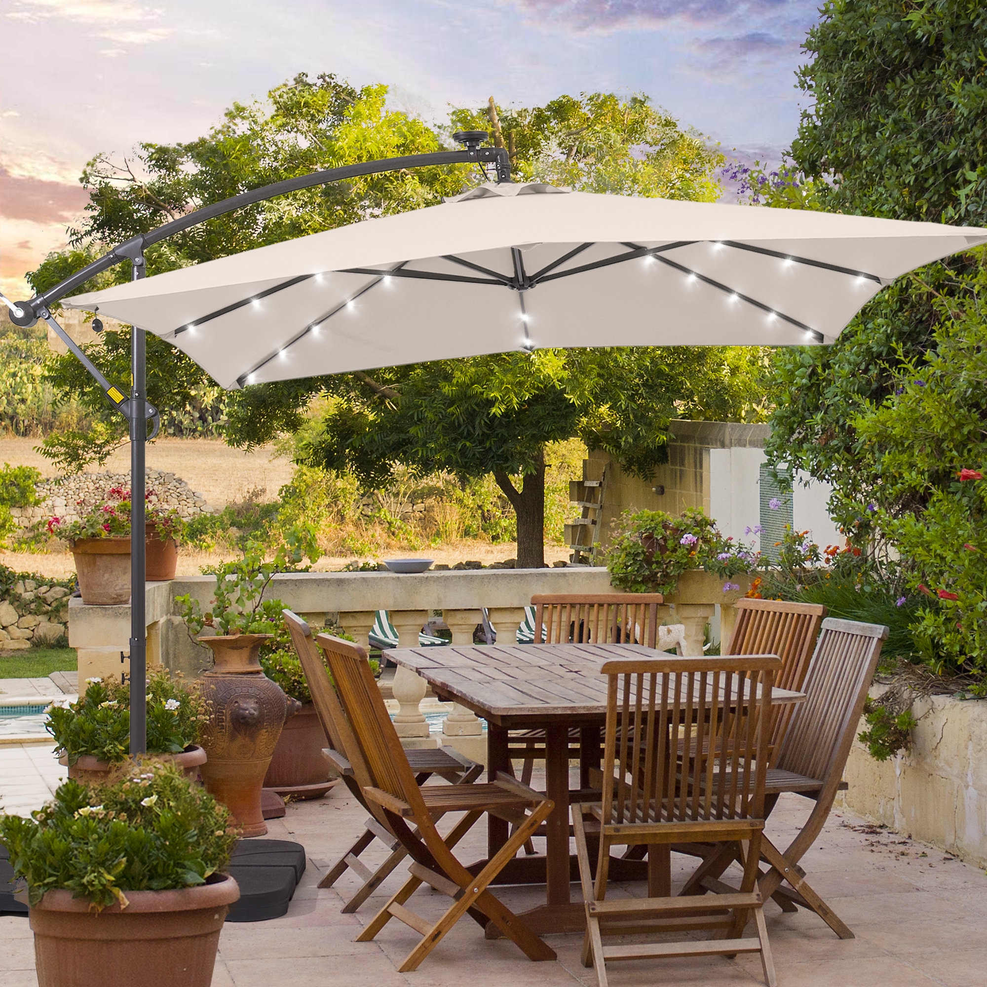 Arlmont & Co. Lannie 8.2×8.2Ft Outdoor Patio Umbrella, Square Canopy ...