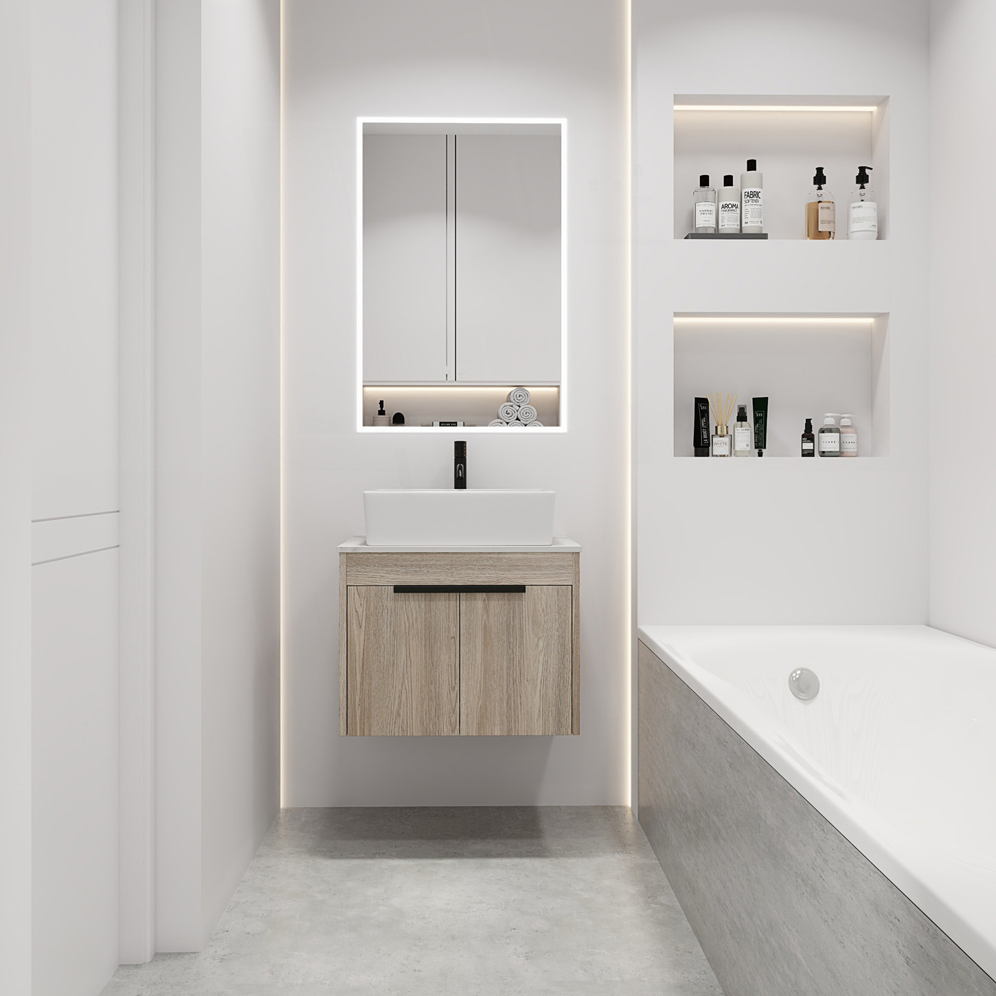 Ebern Designs Modern Design Float Bathroom Vanity With Ceramic Basin ...