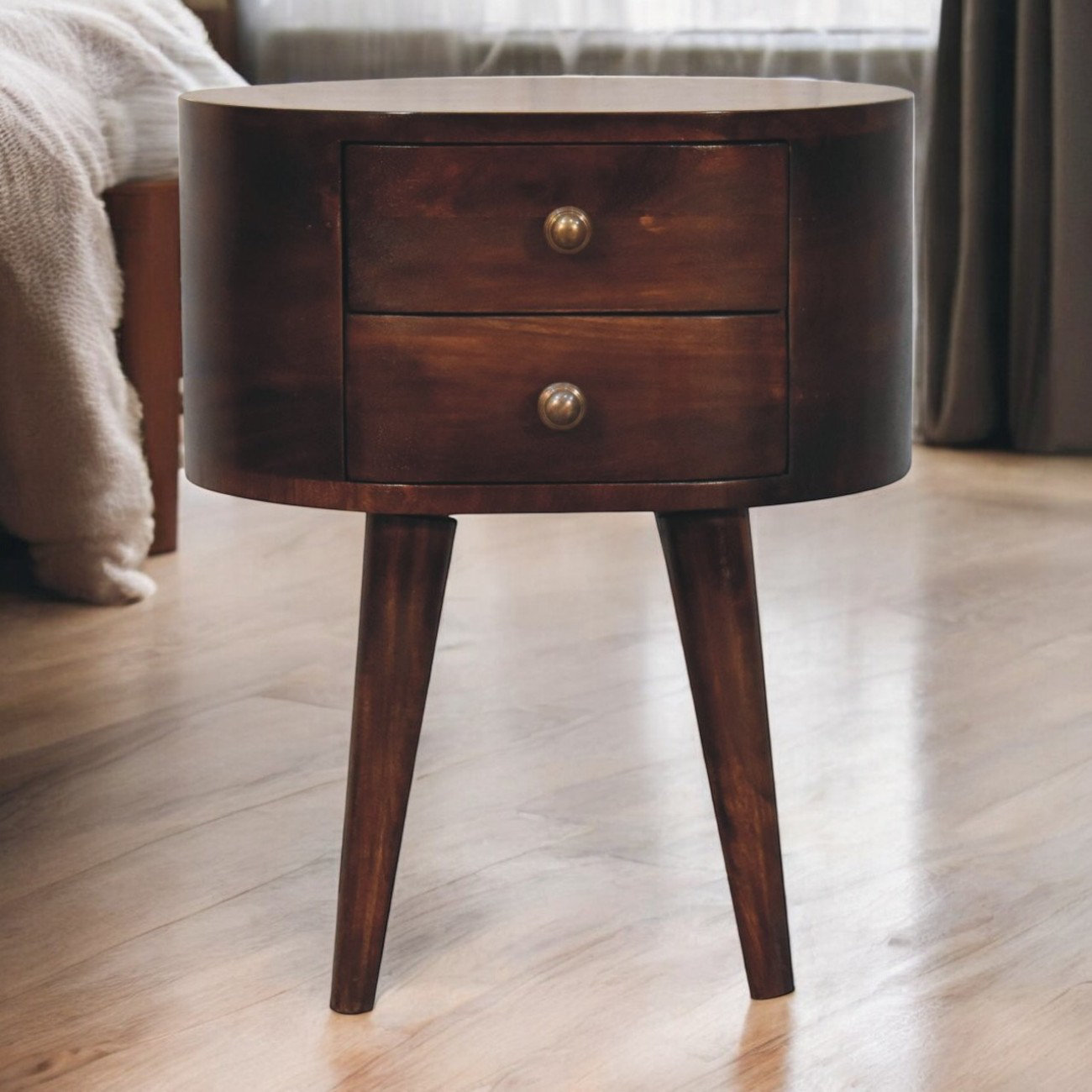 Corrigan Studio Artisan Furniture Solid Wood California Walnut Rounded Bedside Table - Wayfair ...