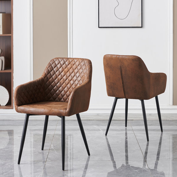 Corrigan Studio® Upholstered Suede Dining Chair with Arm | Wayfair