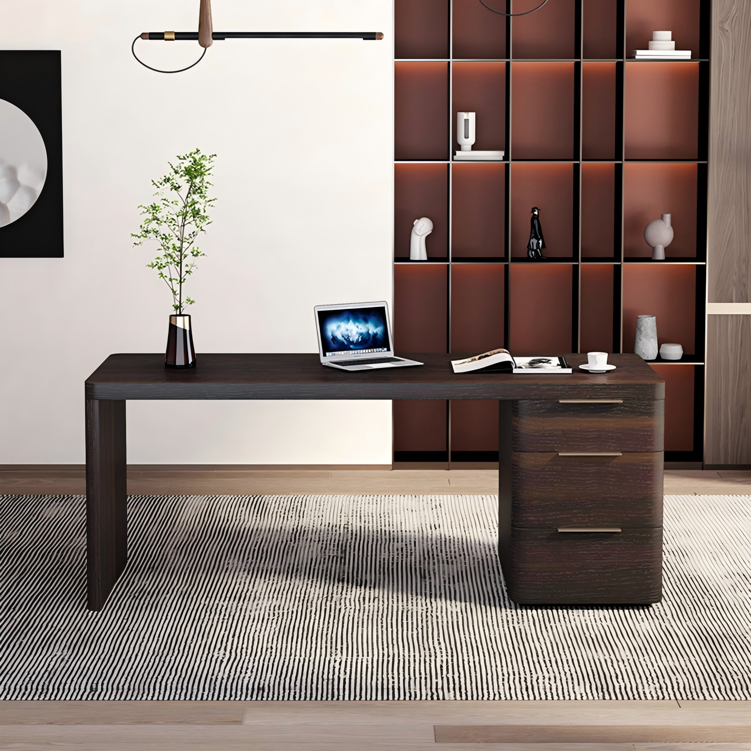 Tha Dream Team Modern Minimalist Rectangular Drawer Office Desk | Wayfair