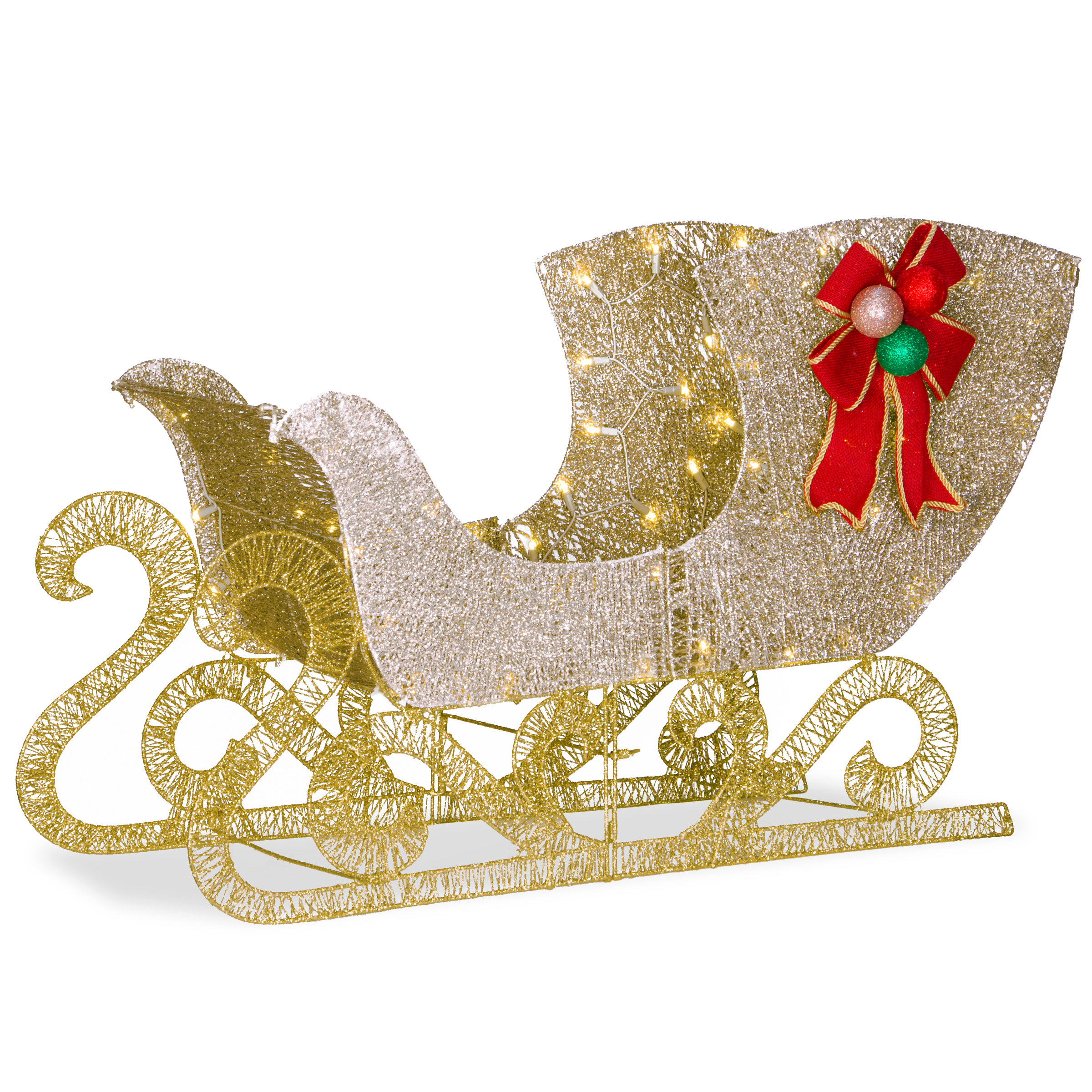 The Holiday Aisle® 38in. Santas Sleigh with LED Lights & Reviews | Wayfair