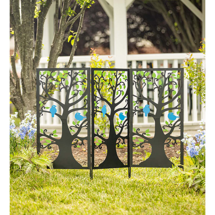 Plow & Hearth Laser-Cut Metal Bluebird Garden Screen | Perigold