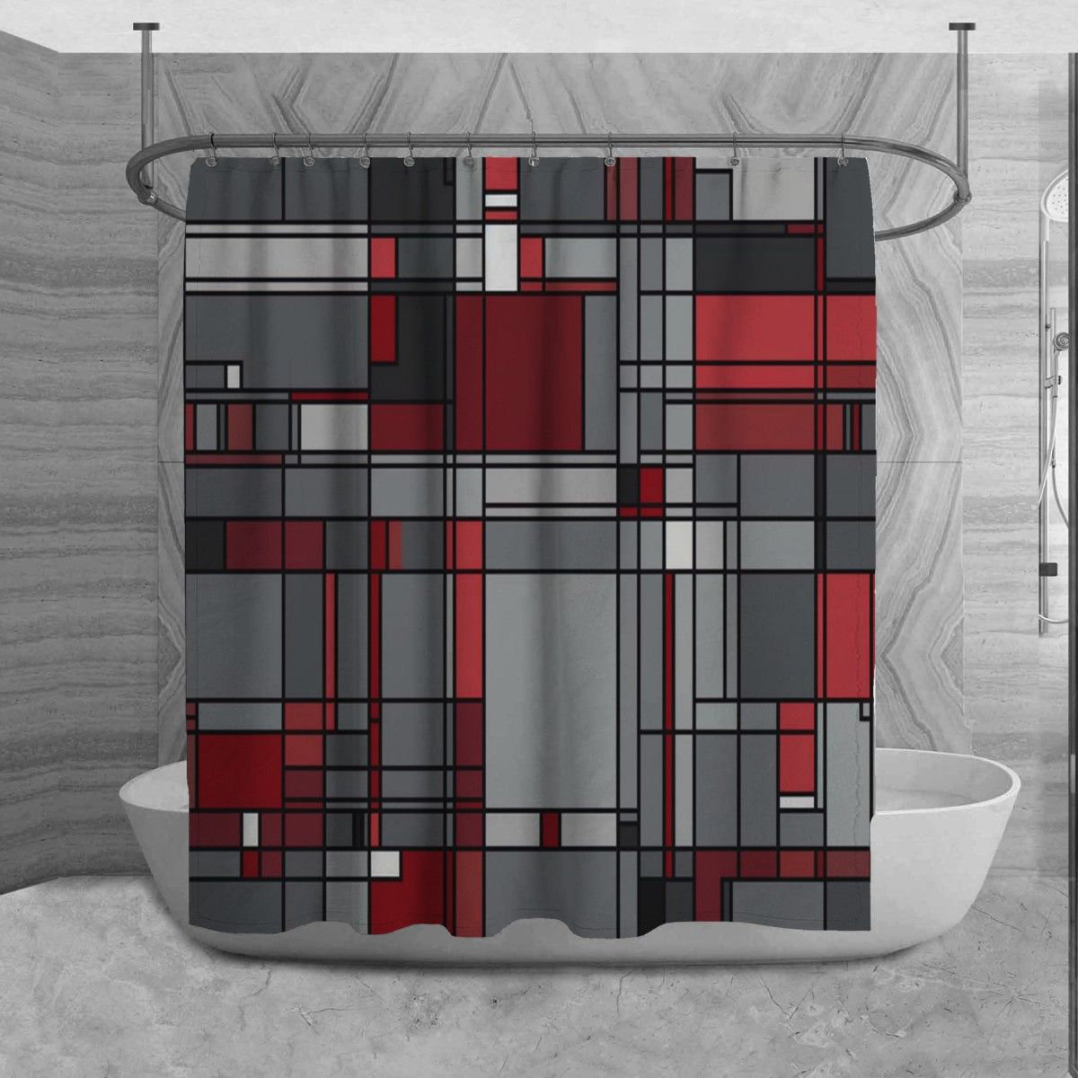 East Urban Home Rhylen Geometric Shower Curtain | Wayfair