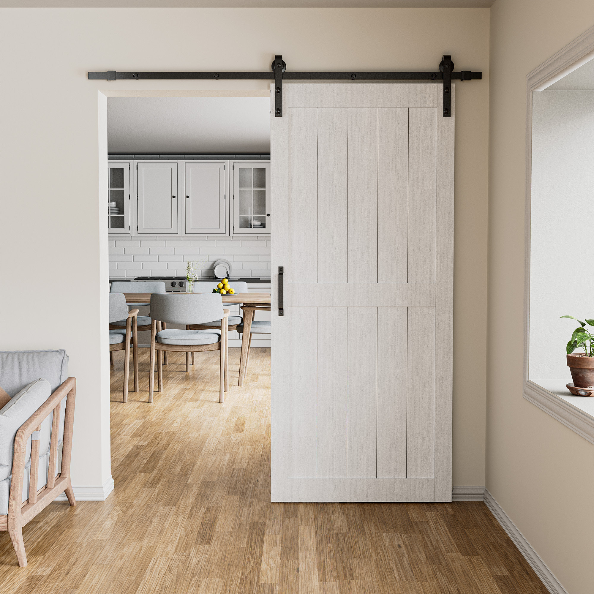 YOUDENOVA MDF And Solid Wood Composite Board Barn Door With Hardware ...