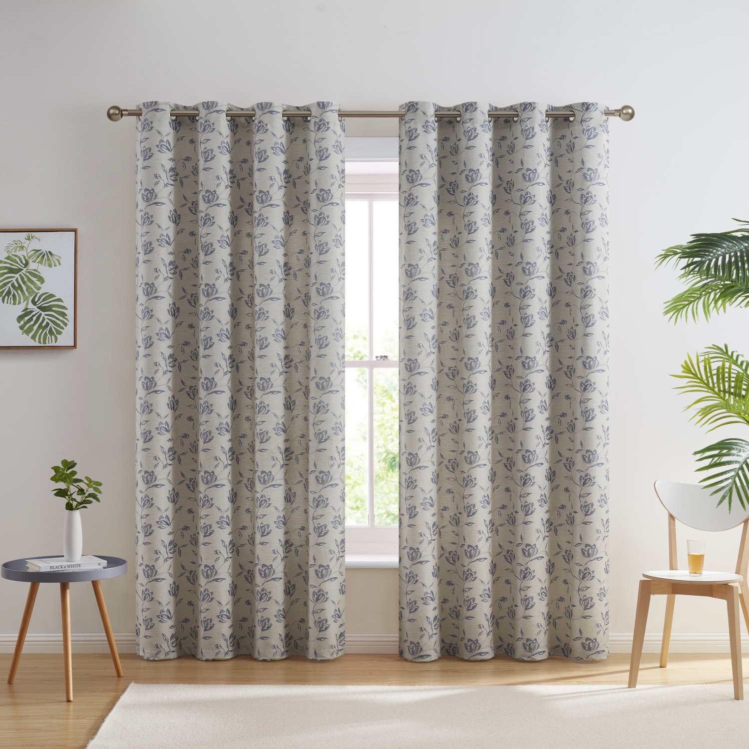 Red Barrel Studio® Erella Cotton Blend Floral Semi-Sheer Grommet ...