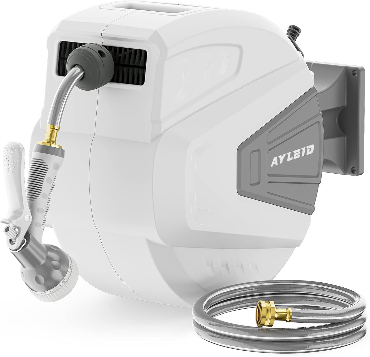 INKEDZ Garden Hose Reel,1/2 in x 100 ft Wall Mounted Hose Reel, with 9 ...