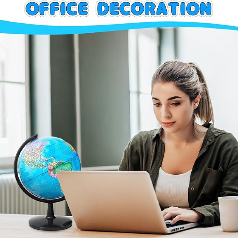 Ebern Designs Tabletop World Globe Desk Decoration, 360° Horizontal ...