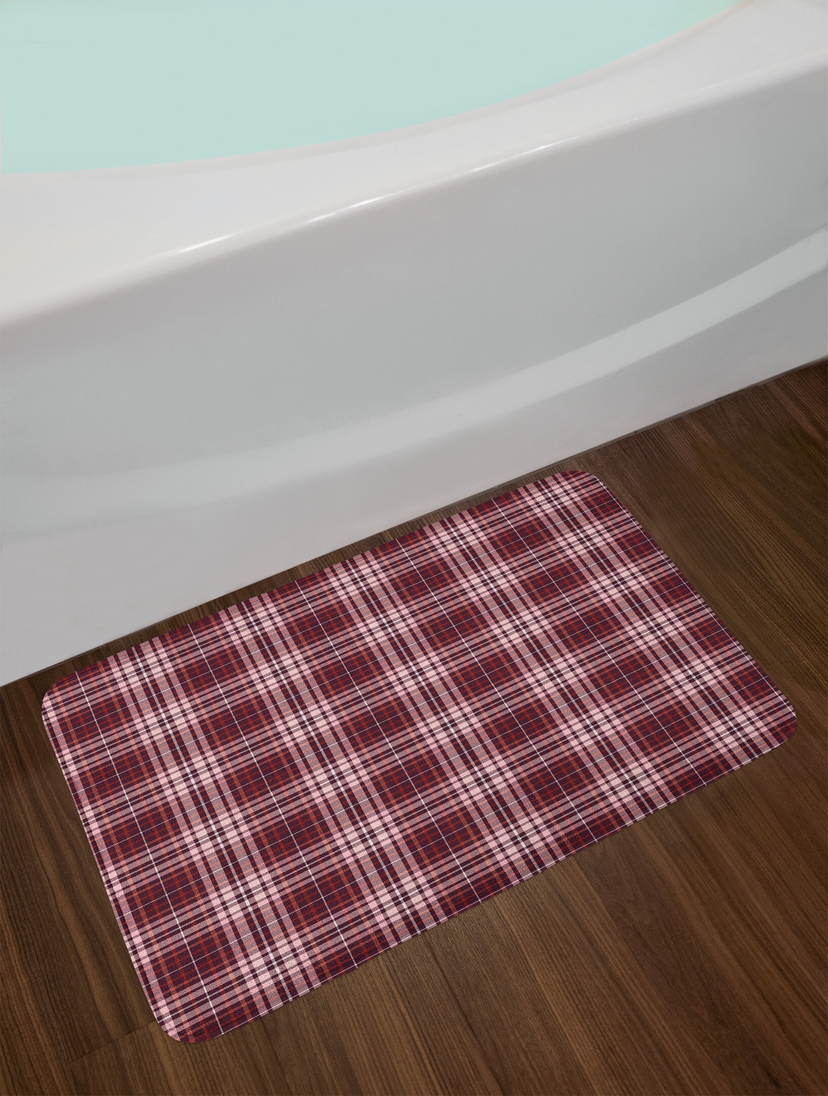 East Urban Home Plaid Plush Bath Mat, Classic Squares Illustration, 30. ...