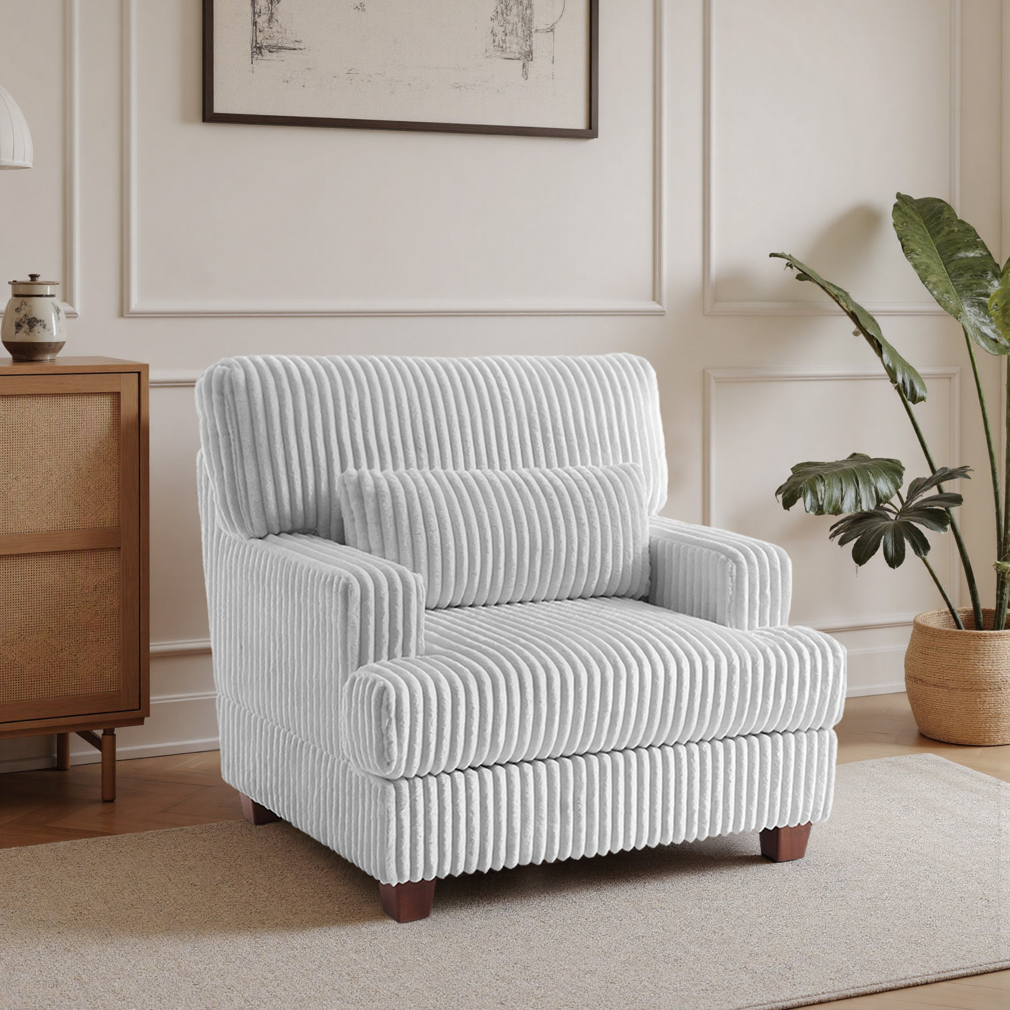 Pia Ricco Ermia Modern Upholstered Faux Fur Arm Accent Chair with ...