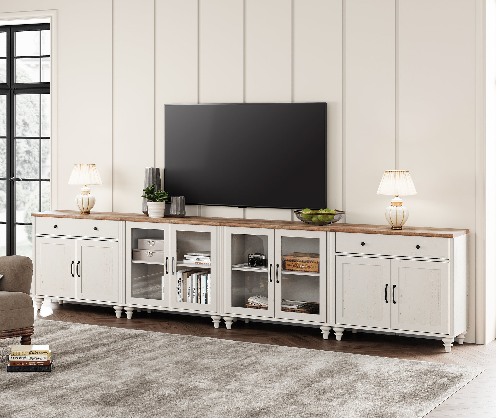 Charlton Home® Scarlett TV Stand For Tvs Up To 105 Inch, Wood TV ...