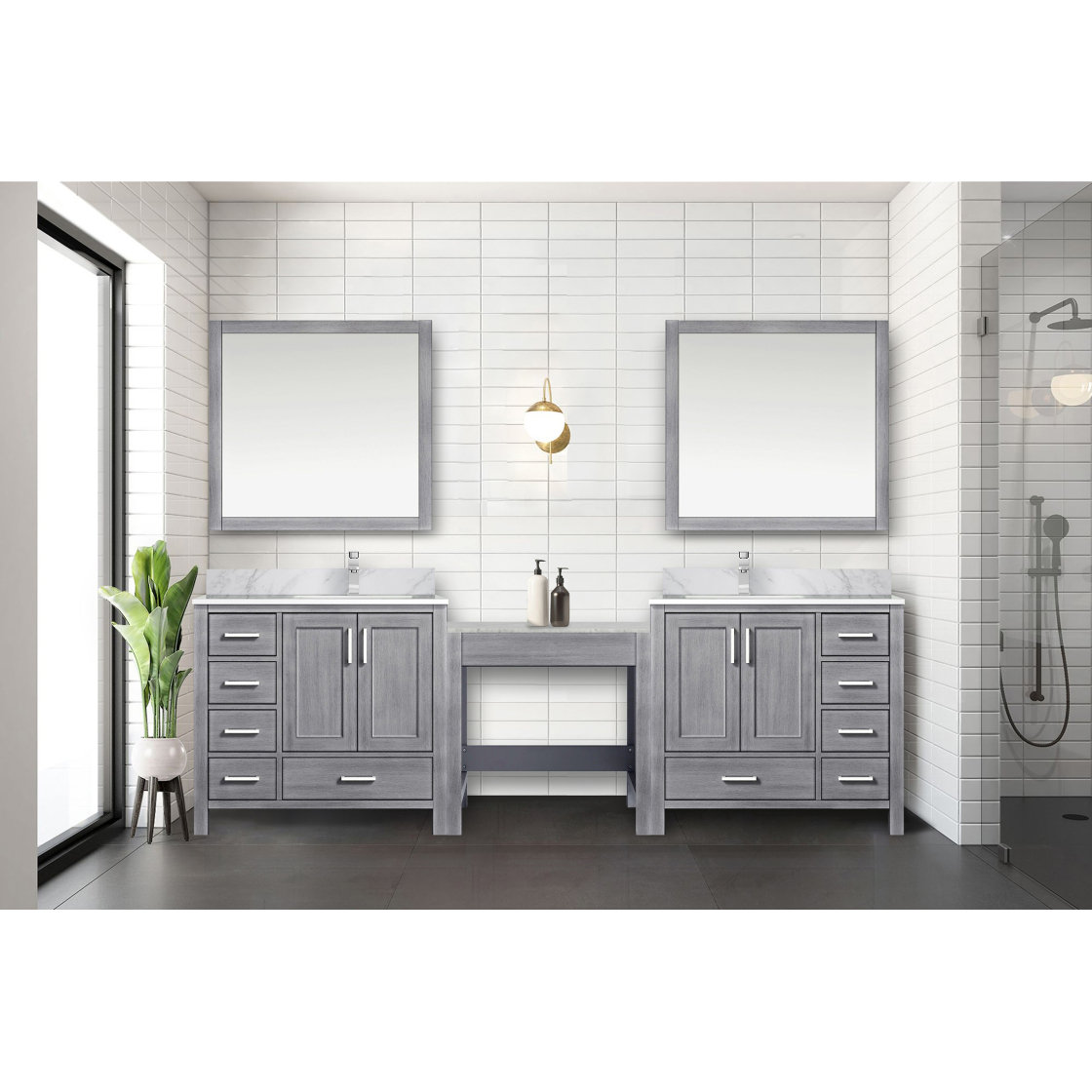 Home Decor Distressed Grey Double Bath Vanity Carrara Marble Top, And ...