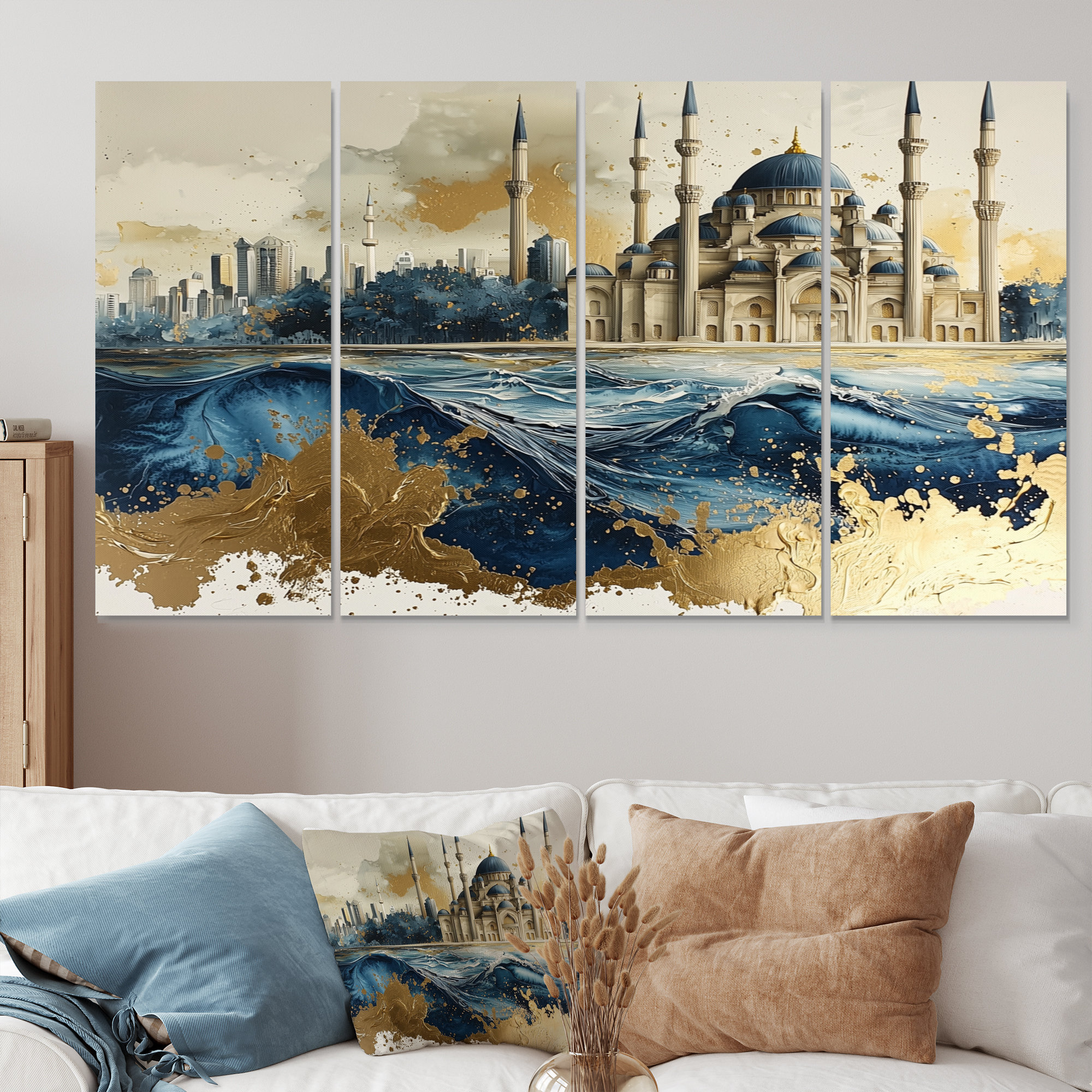 Fleur De Lis Living Blue Gold Istanbul Cityscape - Istanbul Canvas Wall ...