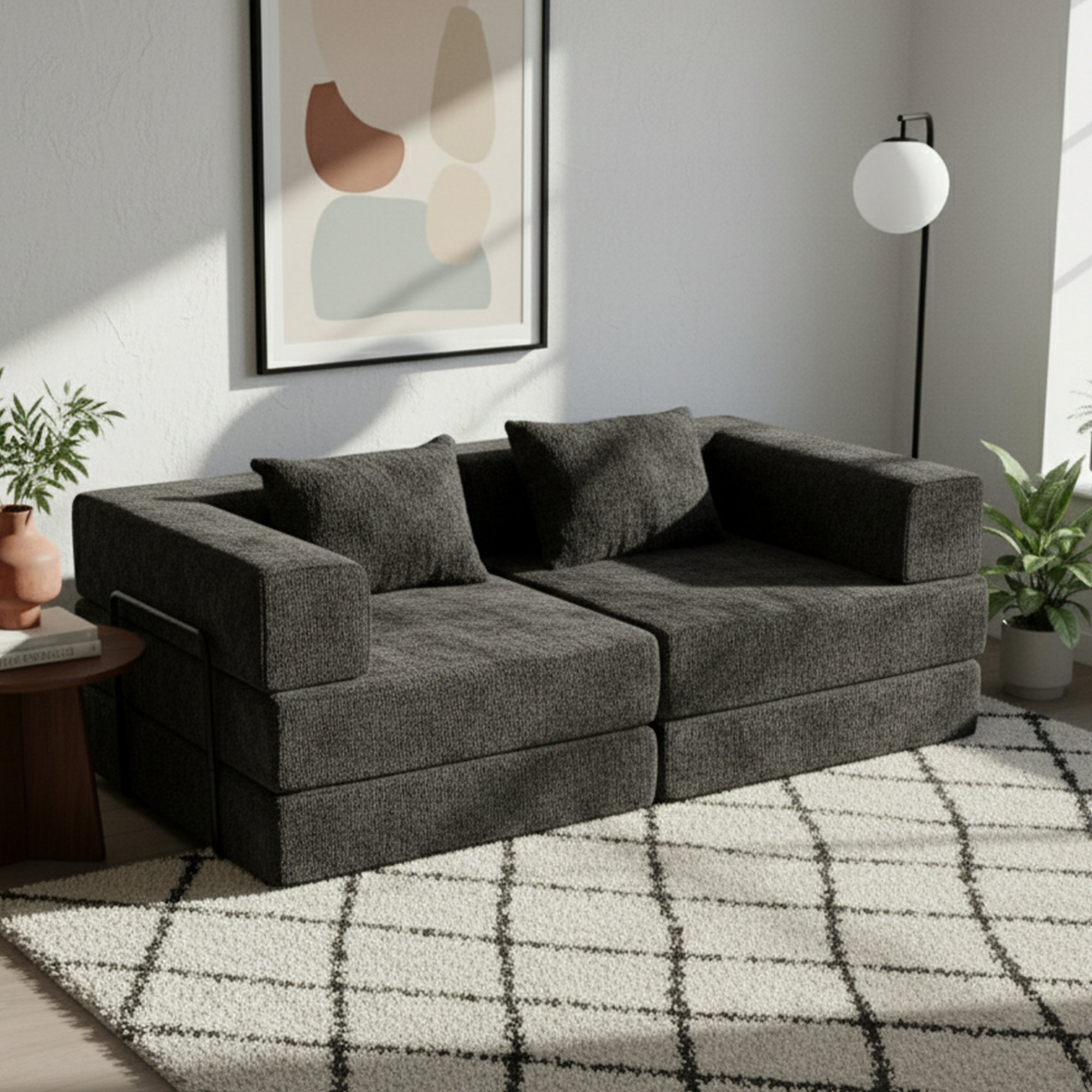 Latitude Run® Chenille Compressed Sofa - Convertible Floor Sofa Bed ...