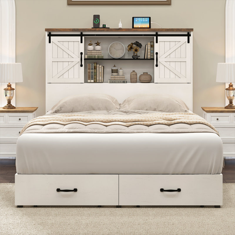 Gracie Oaks Sherell Wooden Bookcase Bed Frame & Reviews | Wayfair