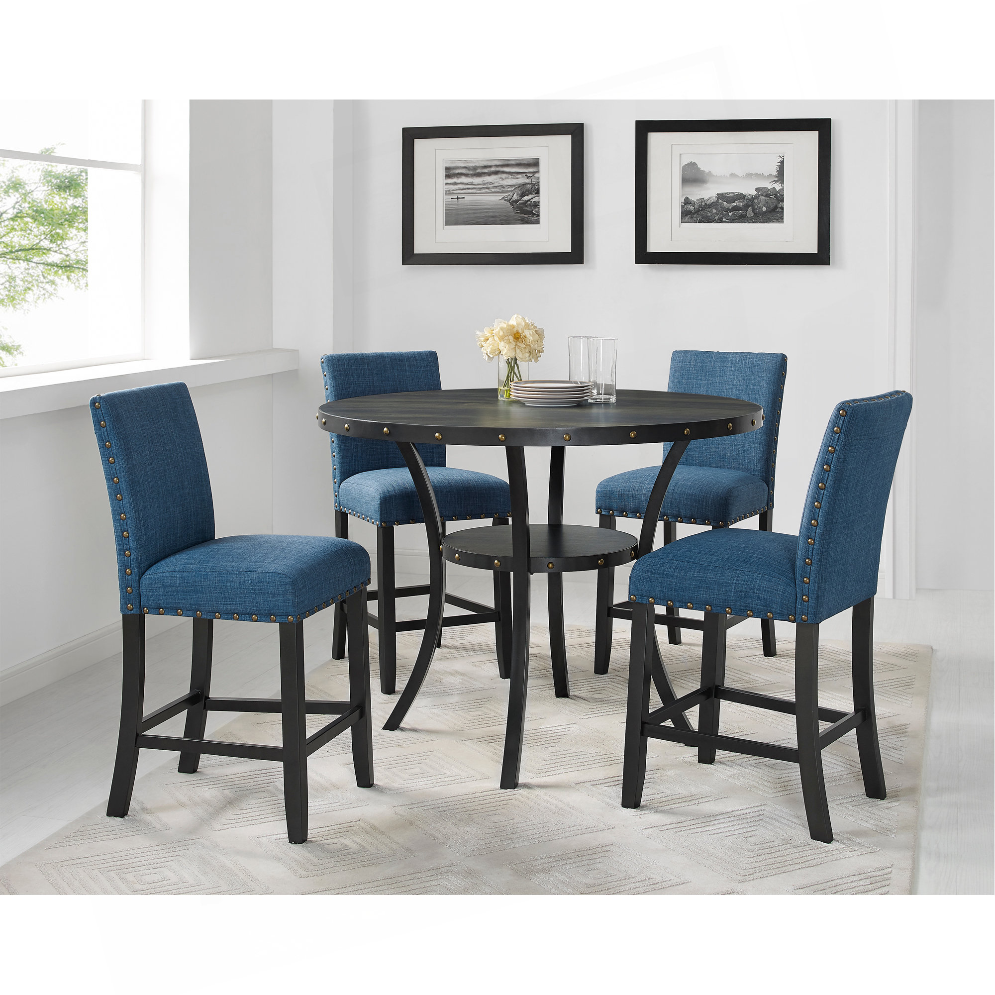Winston Porter Biony Dining Collection Espresso Wood Counter Height ...