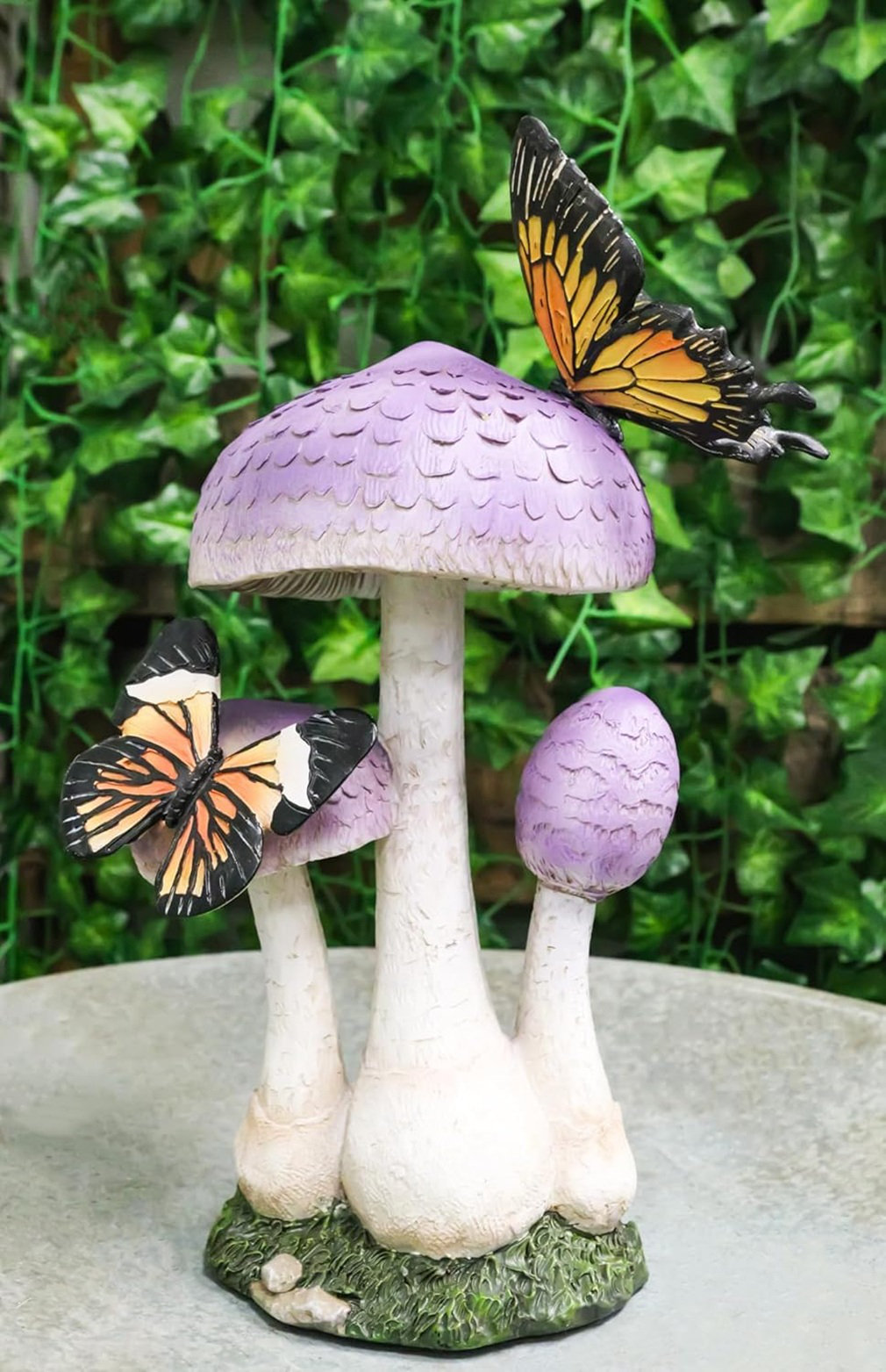 August Grove Enchanted Fairy Garden Purple Toadstool Mushrooms Monarch ...