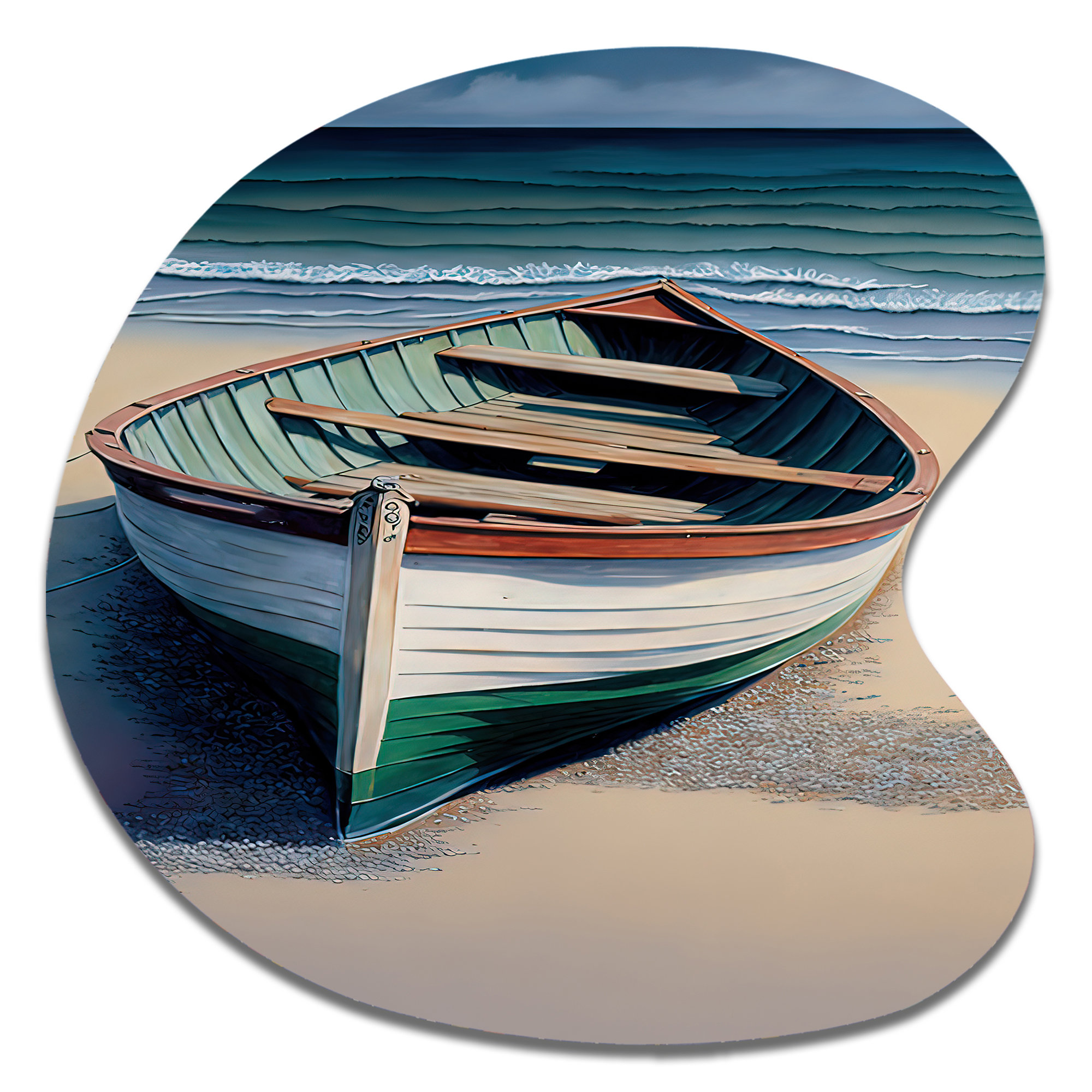 Breakwater Bay Boat On The Seashore II - Coastal Boat Drop Shape ...