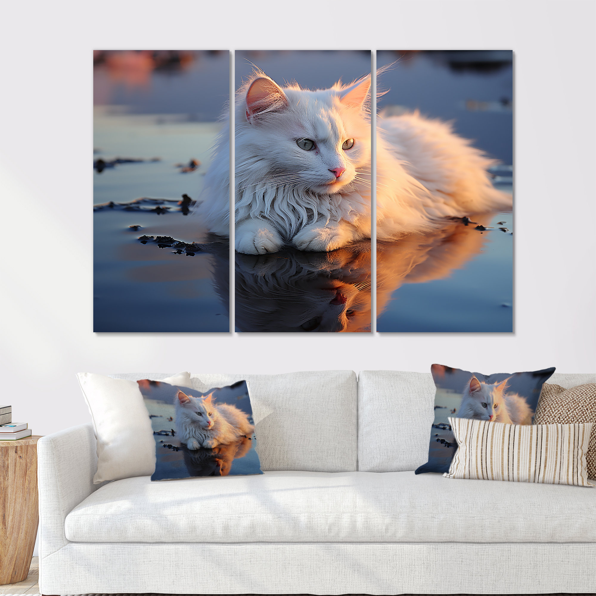 Latitude Run® Cat Tranquility On Beach - Cat Wall Art Set | Wayfair