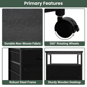 Ebern Designs 2 Drawer Mobile File Cabinet, Office Drawer with Open ...