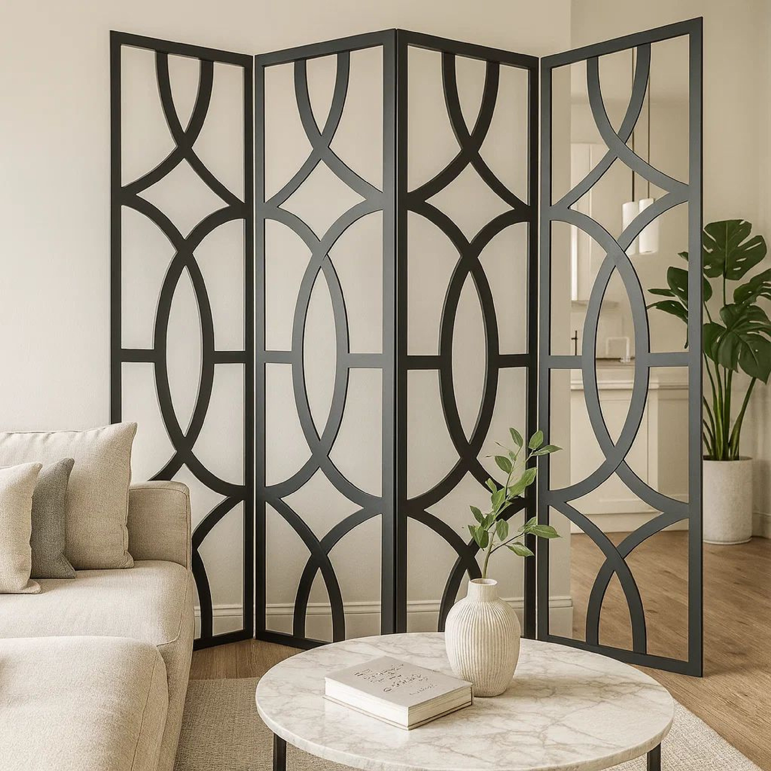 Hokku Designs Paravent pliable à 4 panneaux l 84 po x H 84 po Etwall ...