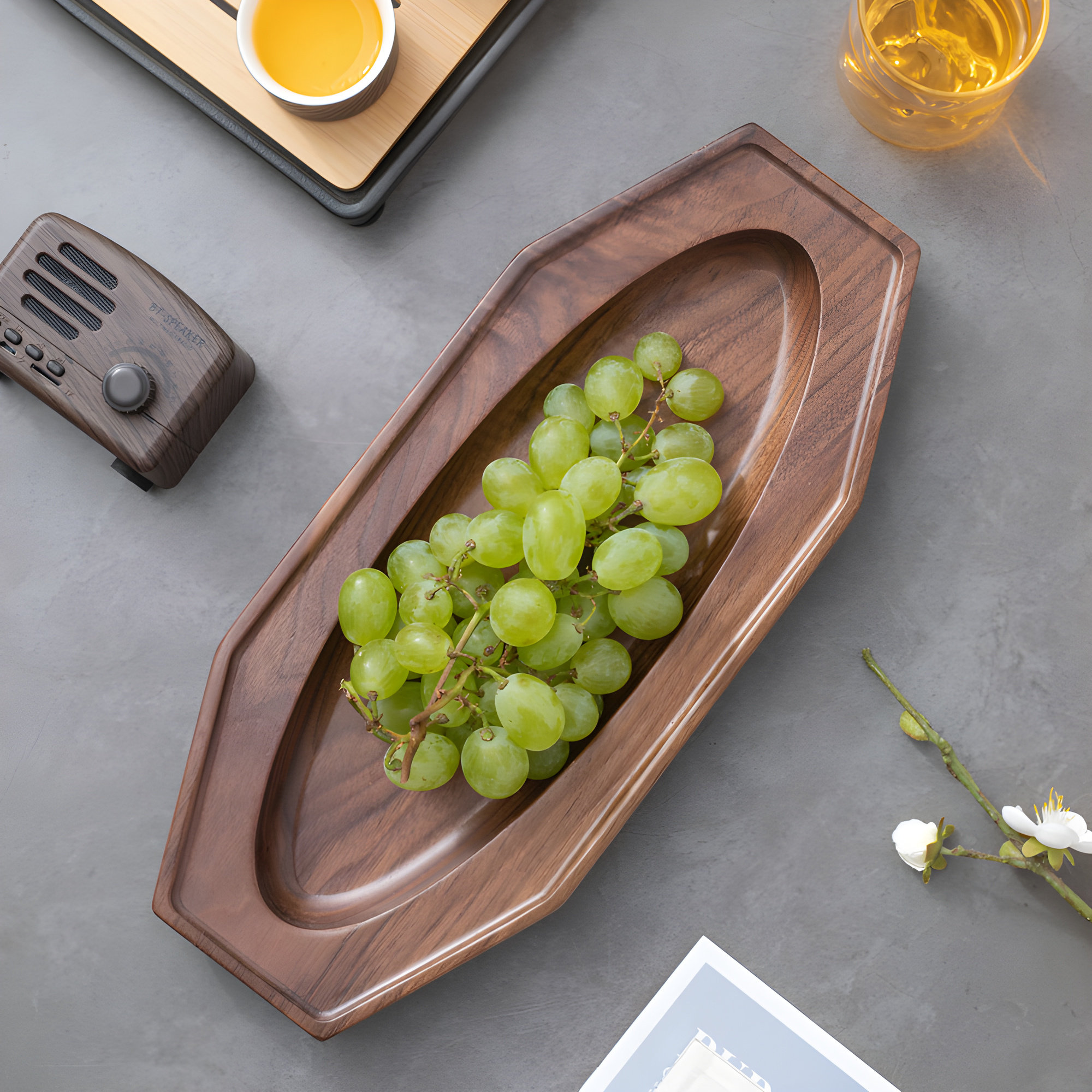 Red Barrel Studio Black Walnut Whole Wood Tea Tray | Retro Style Solid ...