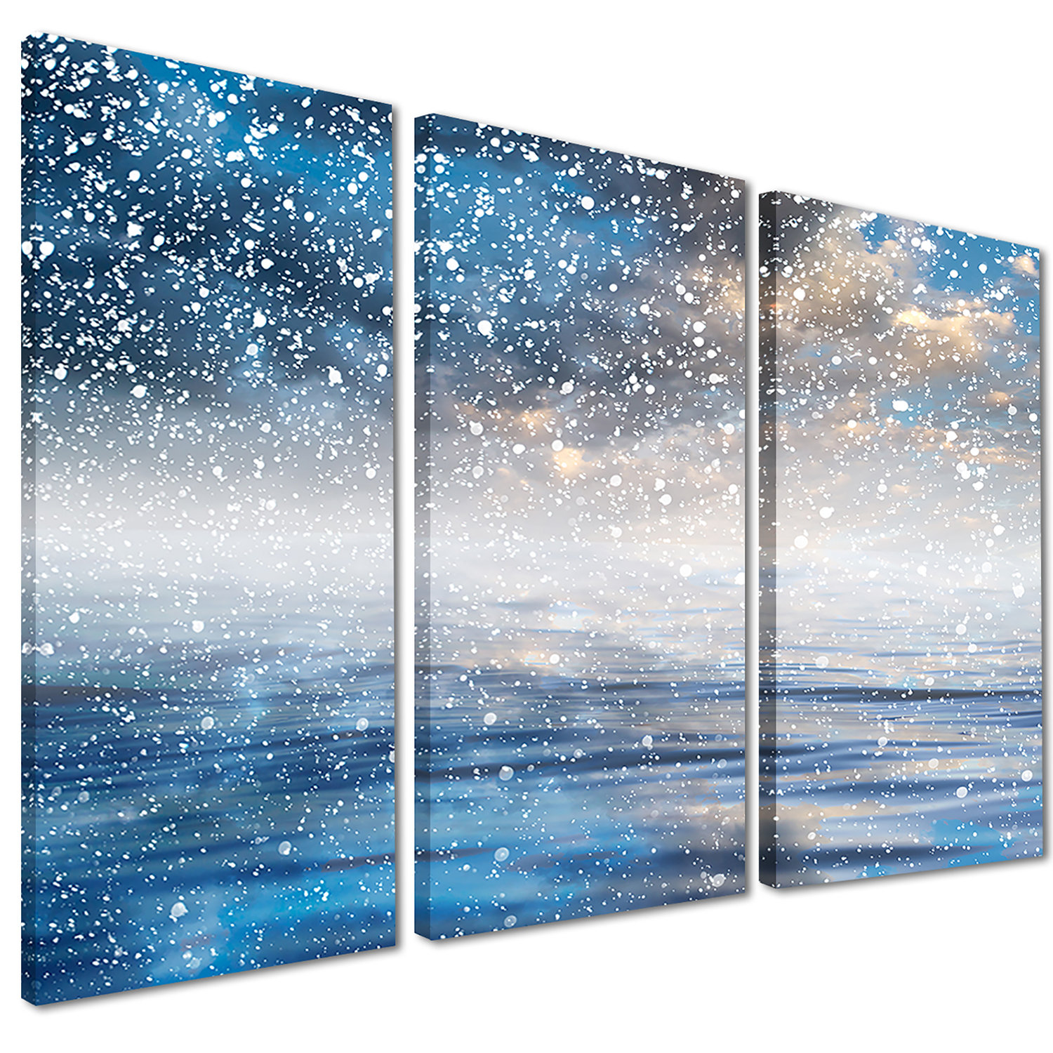 Design Art Blue Sky Reflection in the Lake - 3 Piece Graphic Art on ...