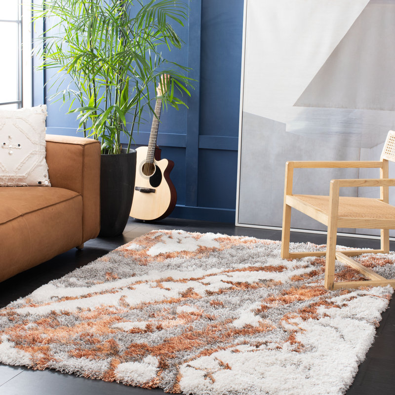 Wade Logan® Wojtowicz Abstract Gray/Rust Area Rug & Reviews | Wayfair