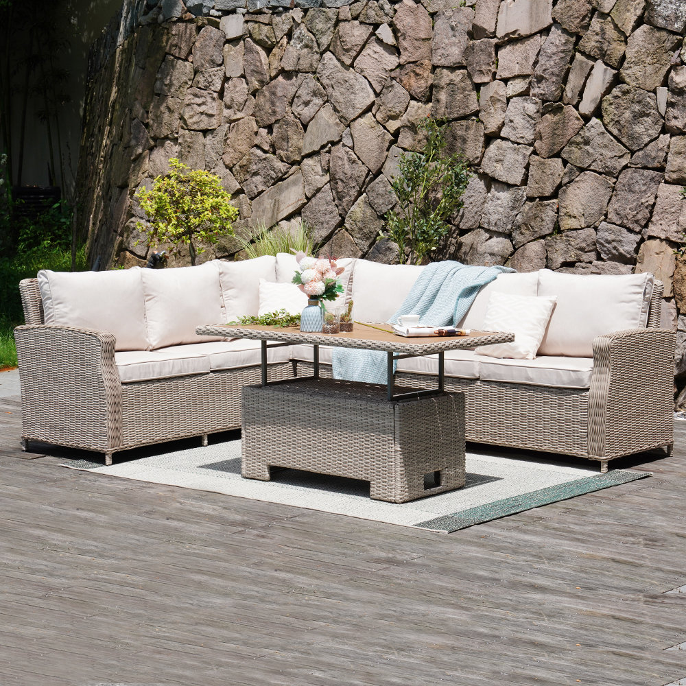 Grand Patio 6 - Person Outdoor Wicker Corner Sofa & Reviews | Wayfair