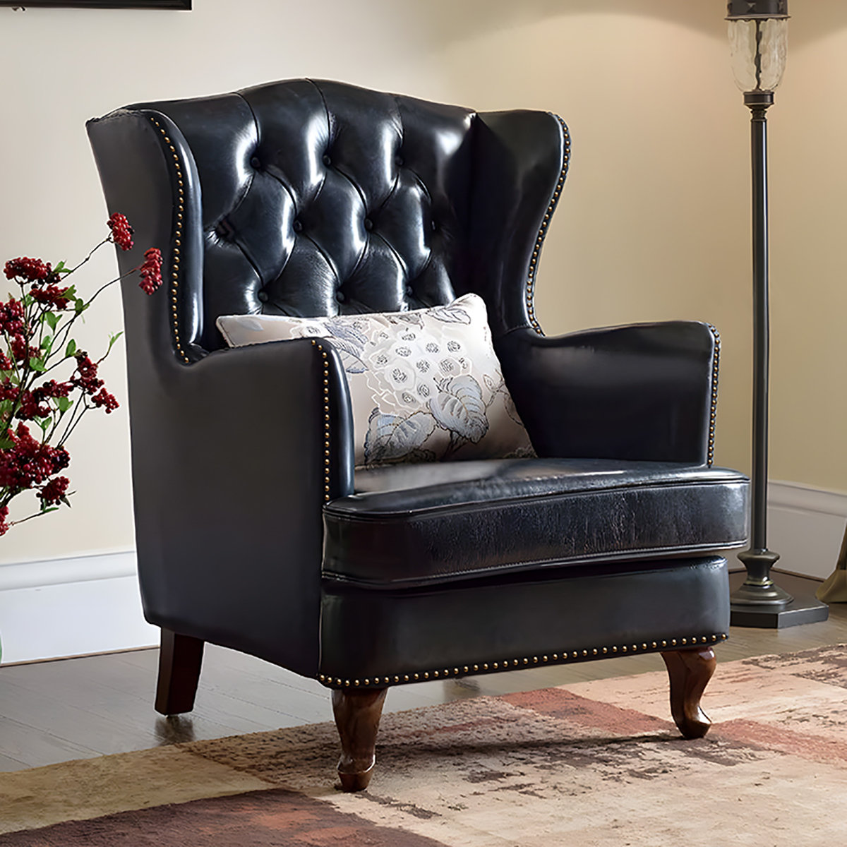 Isla Hopping 31.50"Retro Black Solid Wood Arm Chair - Wayfair Canada